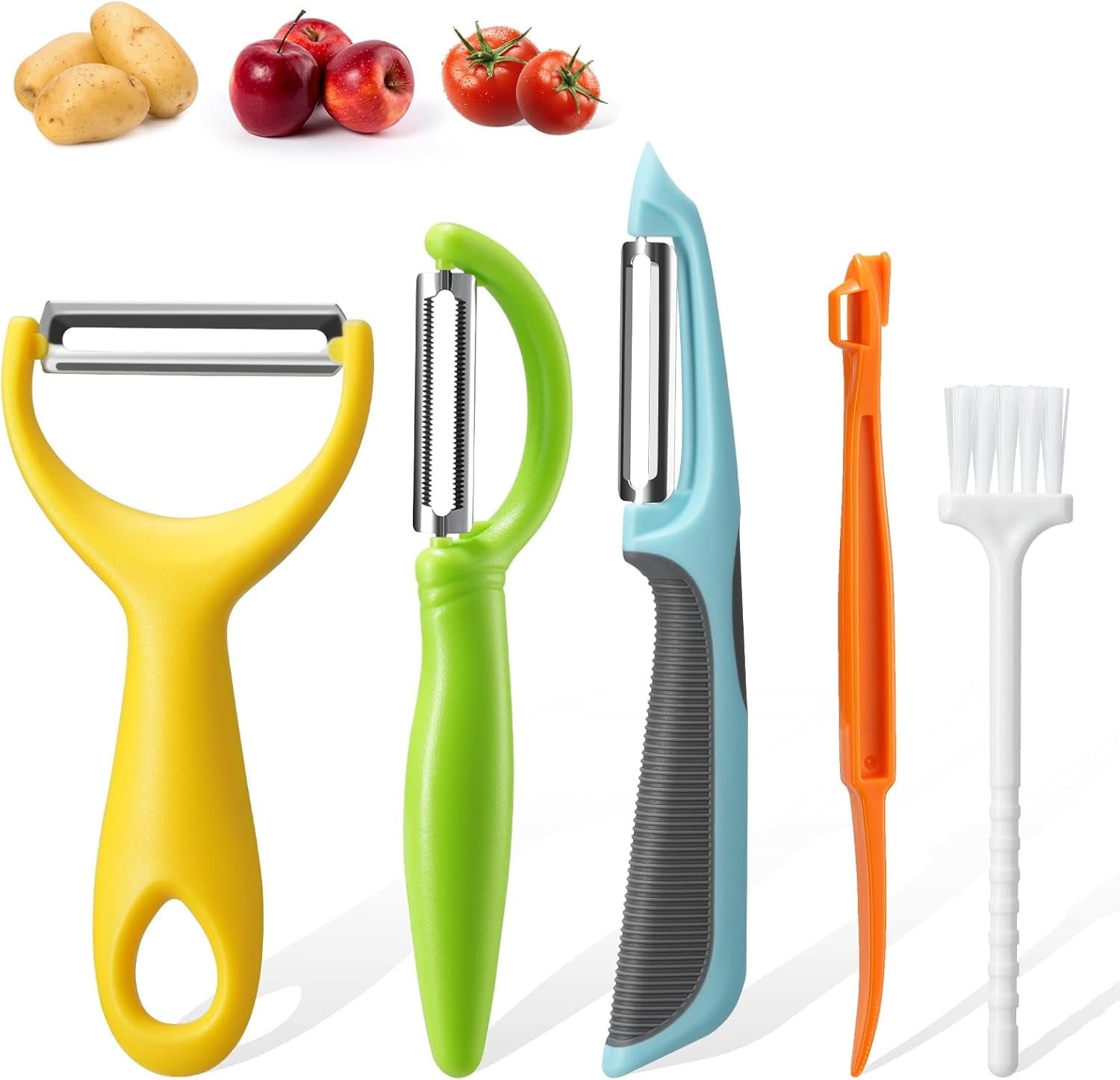 Sopito Vegetable Peeler, 5pcs Stainless Steel Veggie Peeler for Potato Carrot Orange Apple Fruit ...