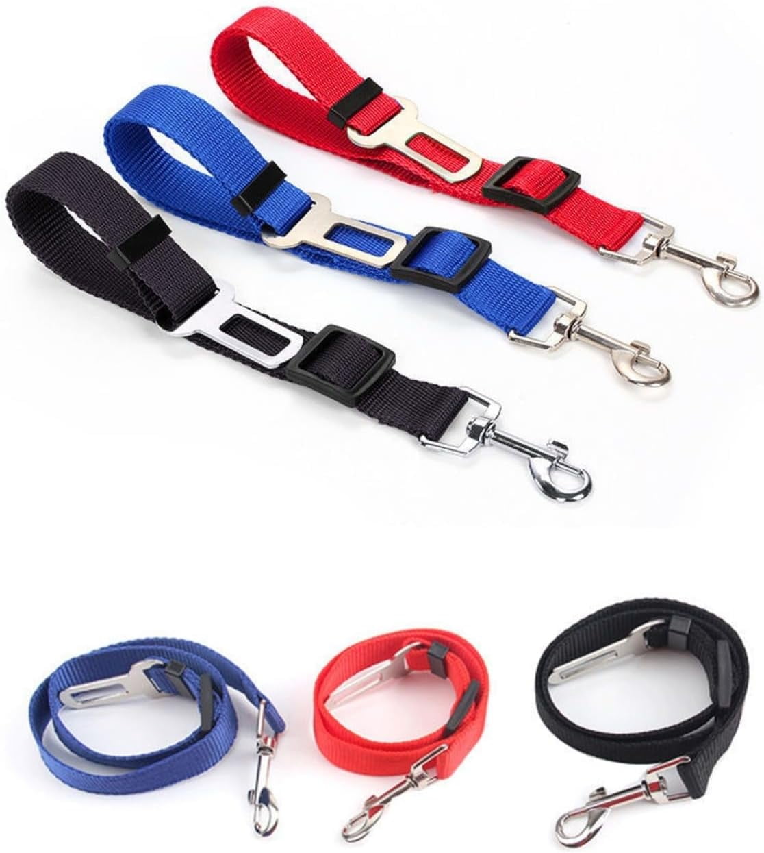 Soppeve Dog Seat Belt for Car,3 Pieces Adjustable Nylon Pet Seat Belt ...