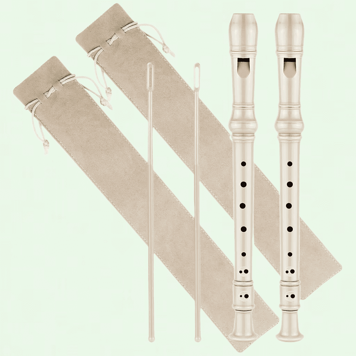 Soprano C Key Recorder 8 Holes German Style, 3-Piece Baroque Finger ...