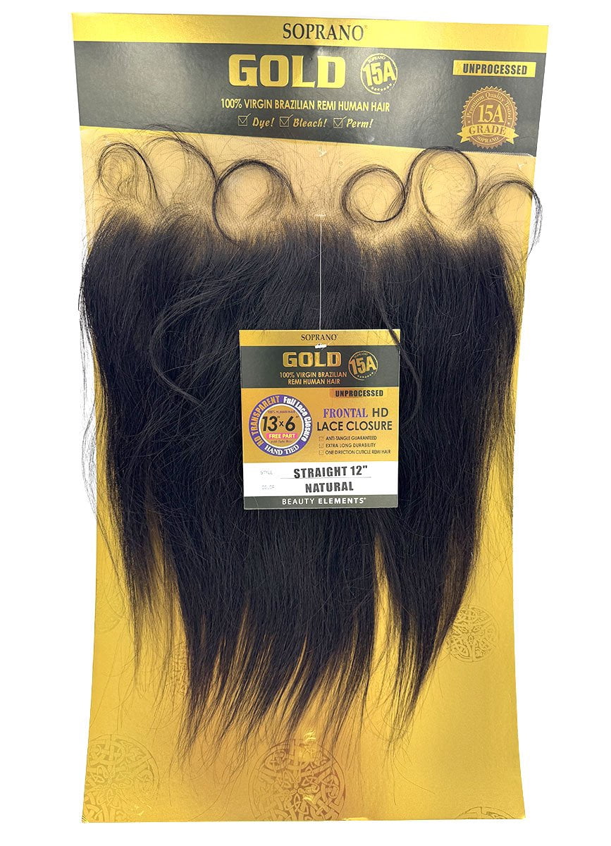 Soprano Gold 13X6 Straight Frontal HD Human Hair Lace Closure / Natural ...