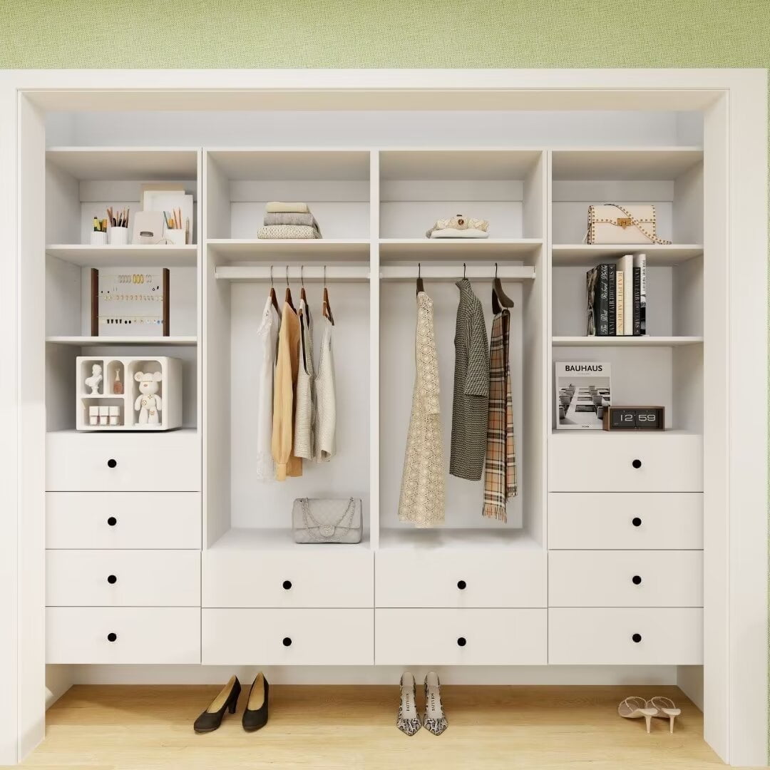 Sophshelter Modular Wooden Wardrobe Organizer, Drawers, Rods, Shelves ...