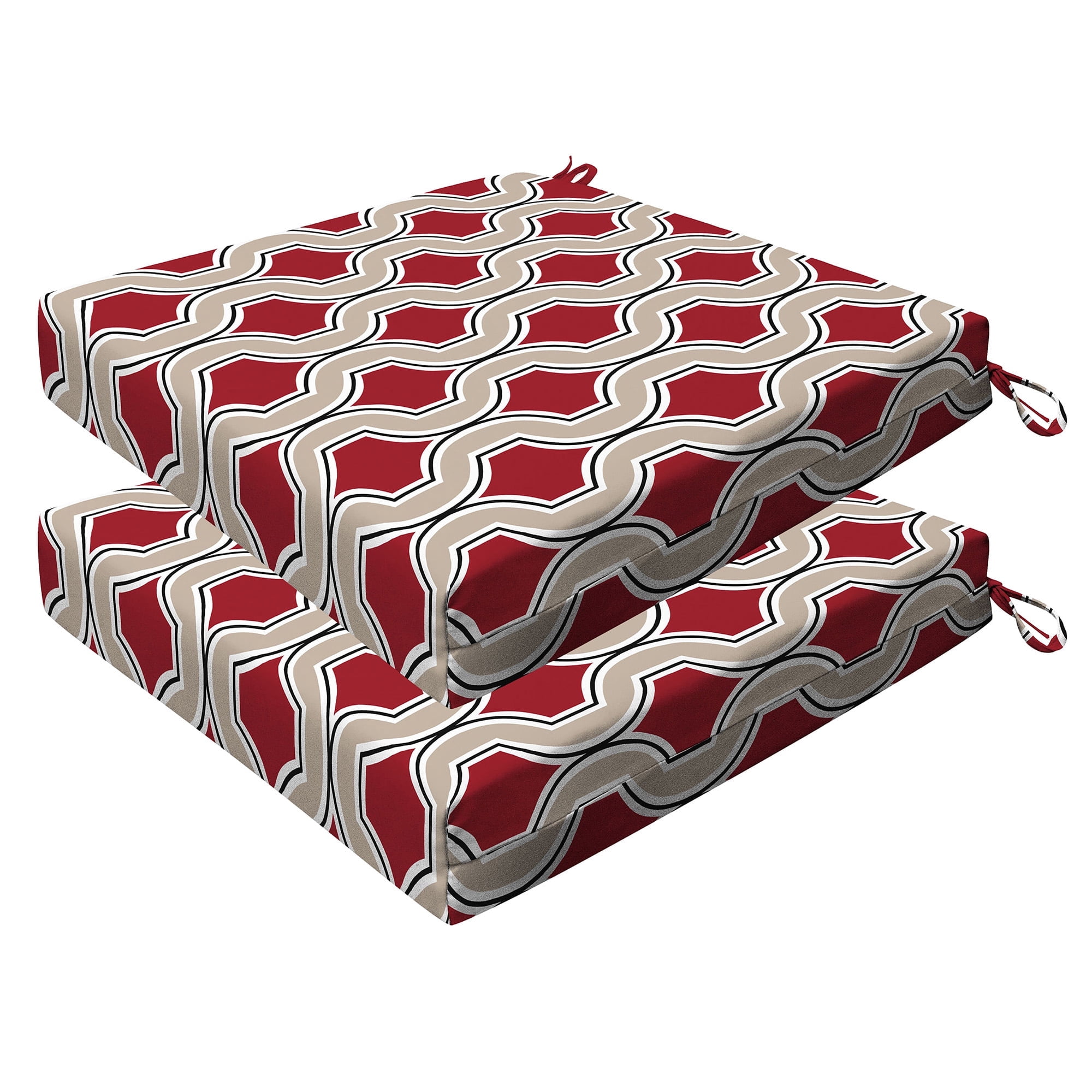 Soraya Scarlet Red Chair Square Ties Premium Dining Seat Cushion (2 ...