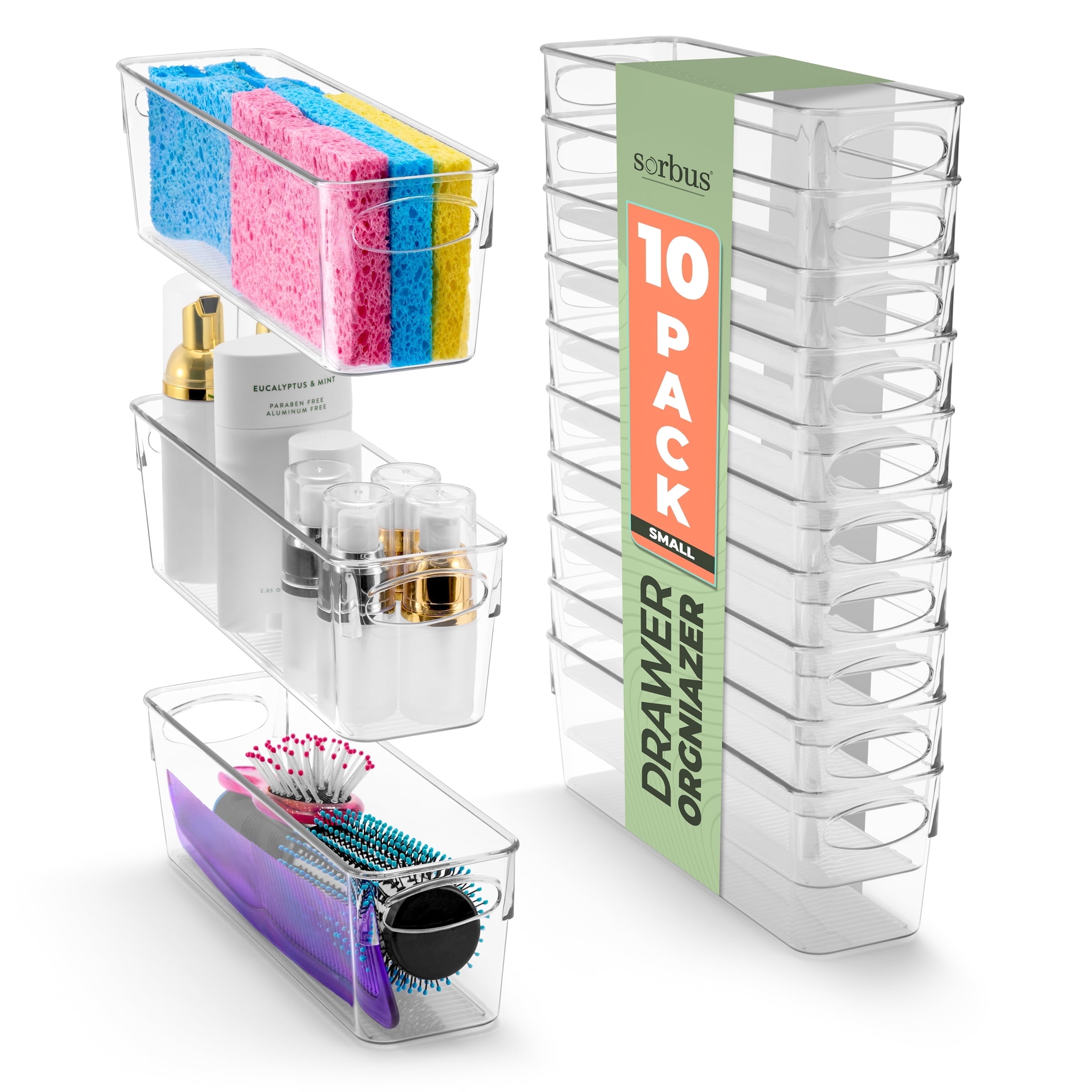 Sorbus Clear Plastic Storage Bins, 10 Pack, Small Organizer Containers ...