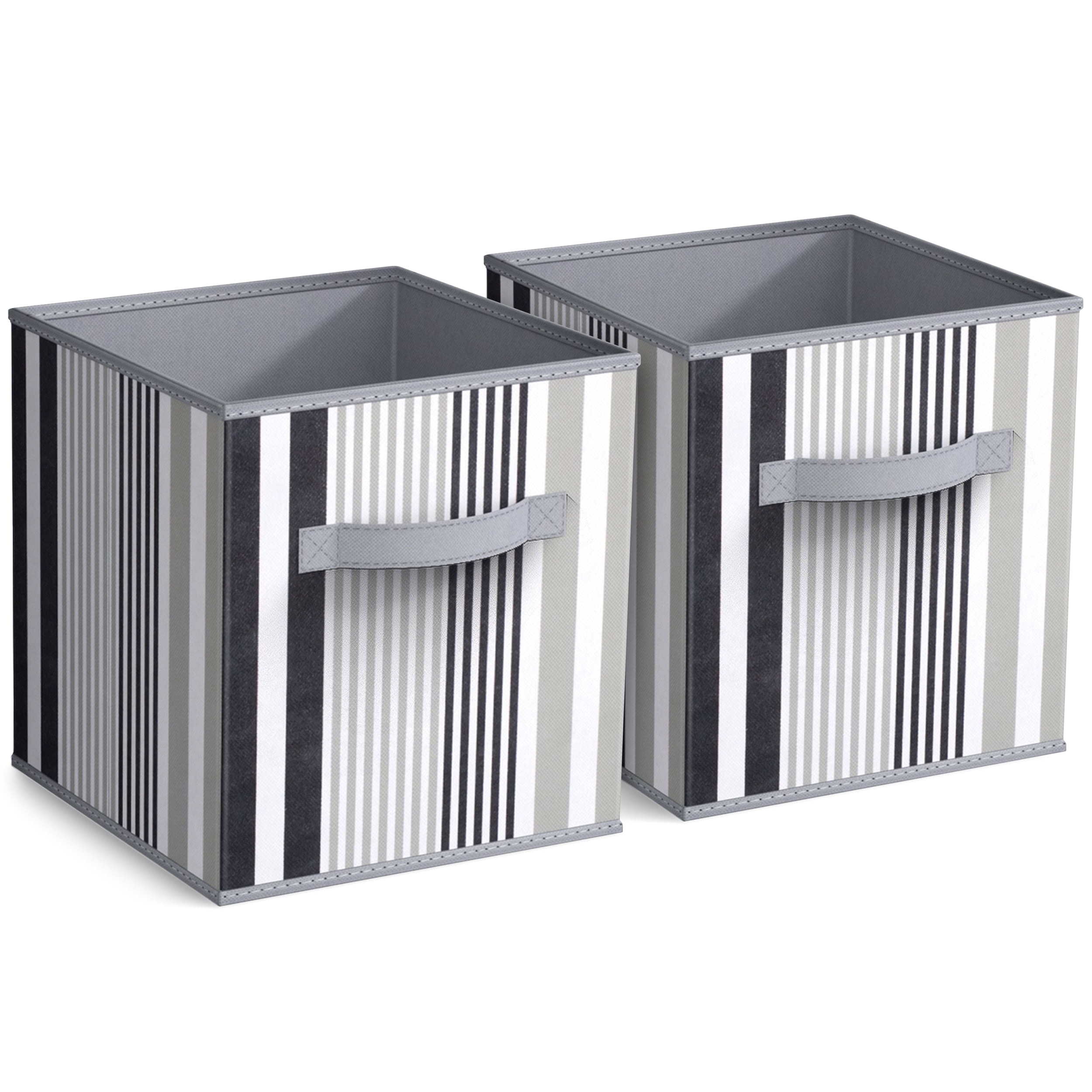 Sorbus 11" Foldable Fabric Storage Cube Bin, Black Stripe (2 pack ...
