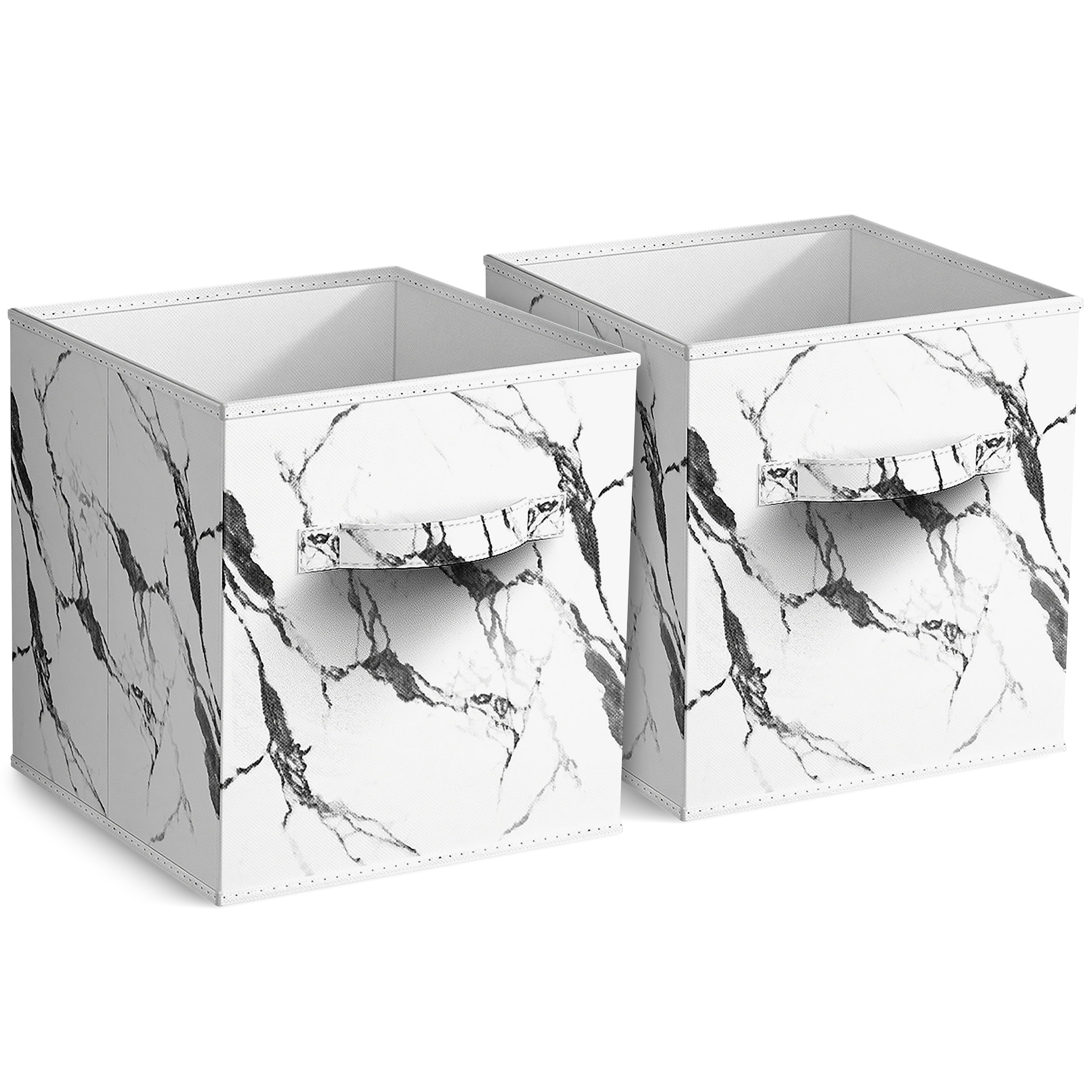 Sorbus 11" Foldable Fabric Storage Cube Bin, Marble White (2 pack ...