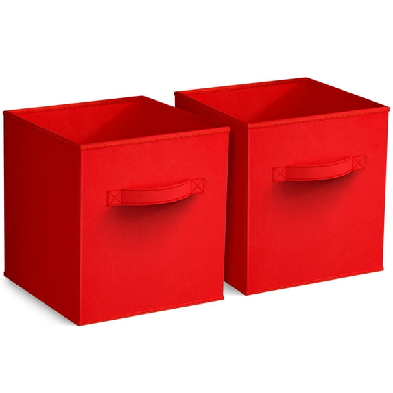 Sorbus 11" Foldable Fabric Storage Cube Bin, Red (2 pack) - Walmart.com