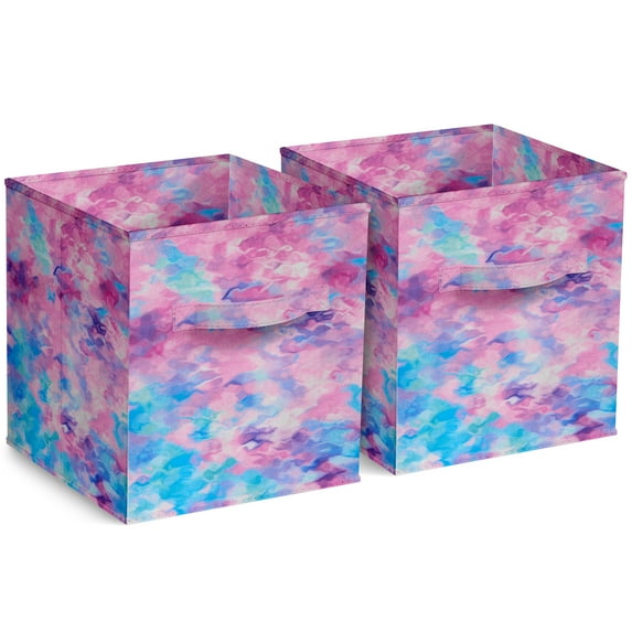 Sorbus 11" Foldable Fabric Storage Cube Bin, Tie-Dye Purple (2 pack ...
