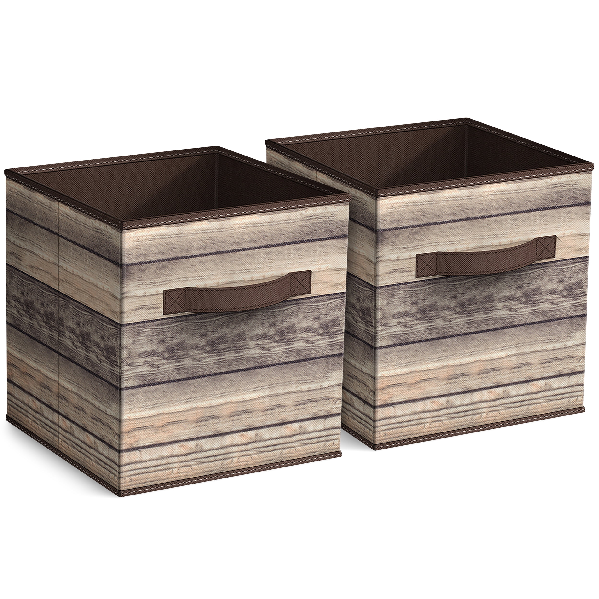 Sorbus 11" Foldable Fabric Storage Cube Bin, Wood Brown (2 pack ...