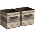 Sorbus 11" Foldable Fabric Storage Cube Bin, Wood Brown (2 pack ...