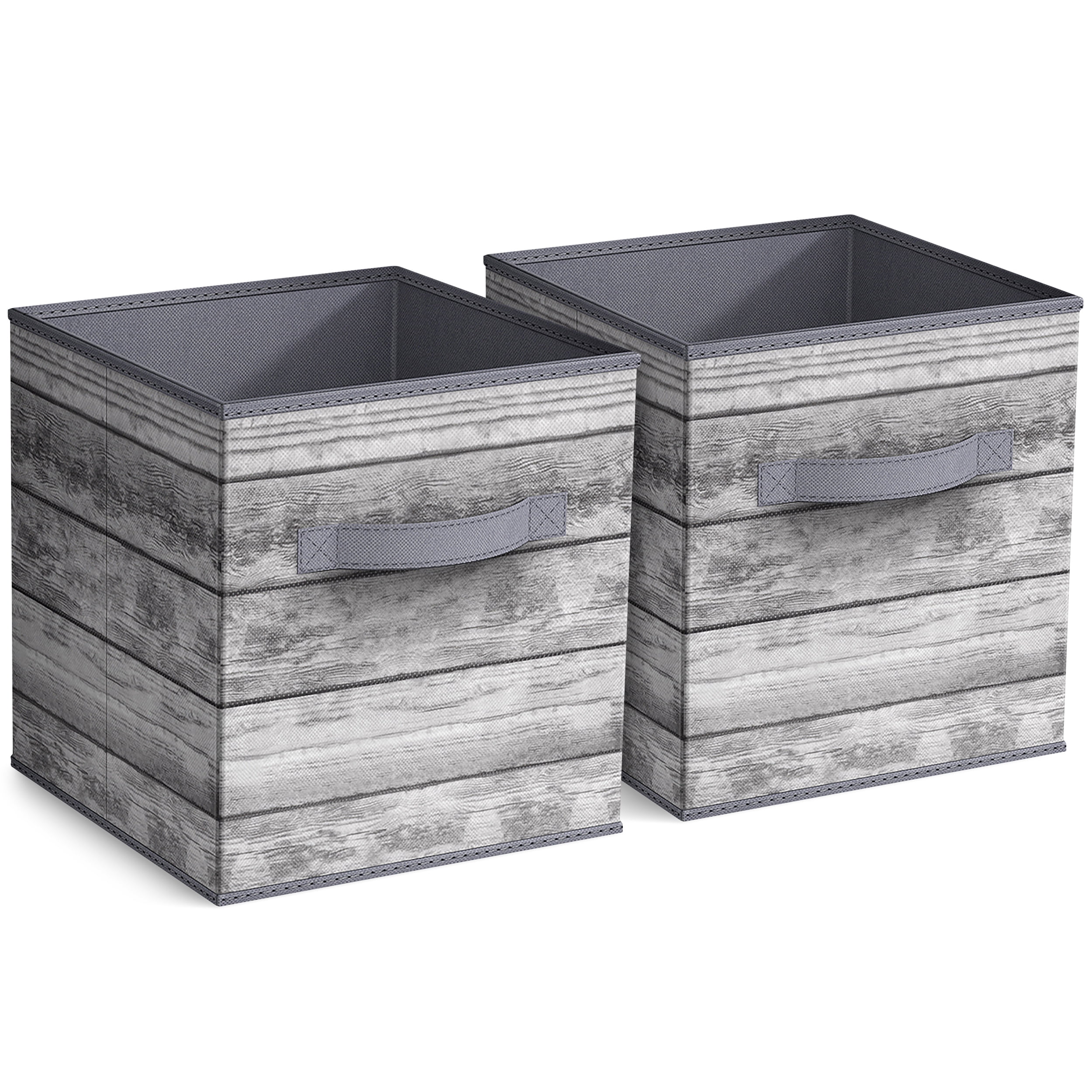 Sorbus 11" Foldable Fabric Storage Cube Bin, Wood Gray (2 pack ...