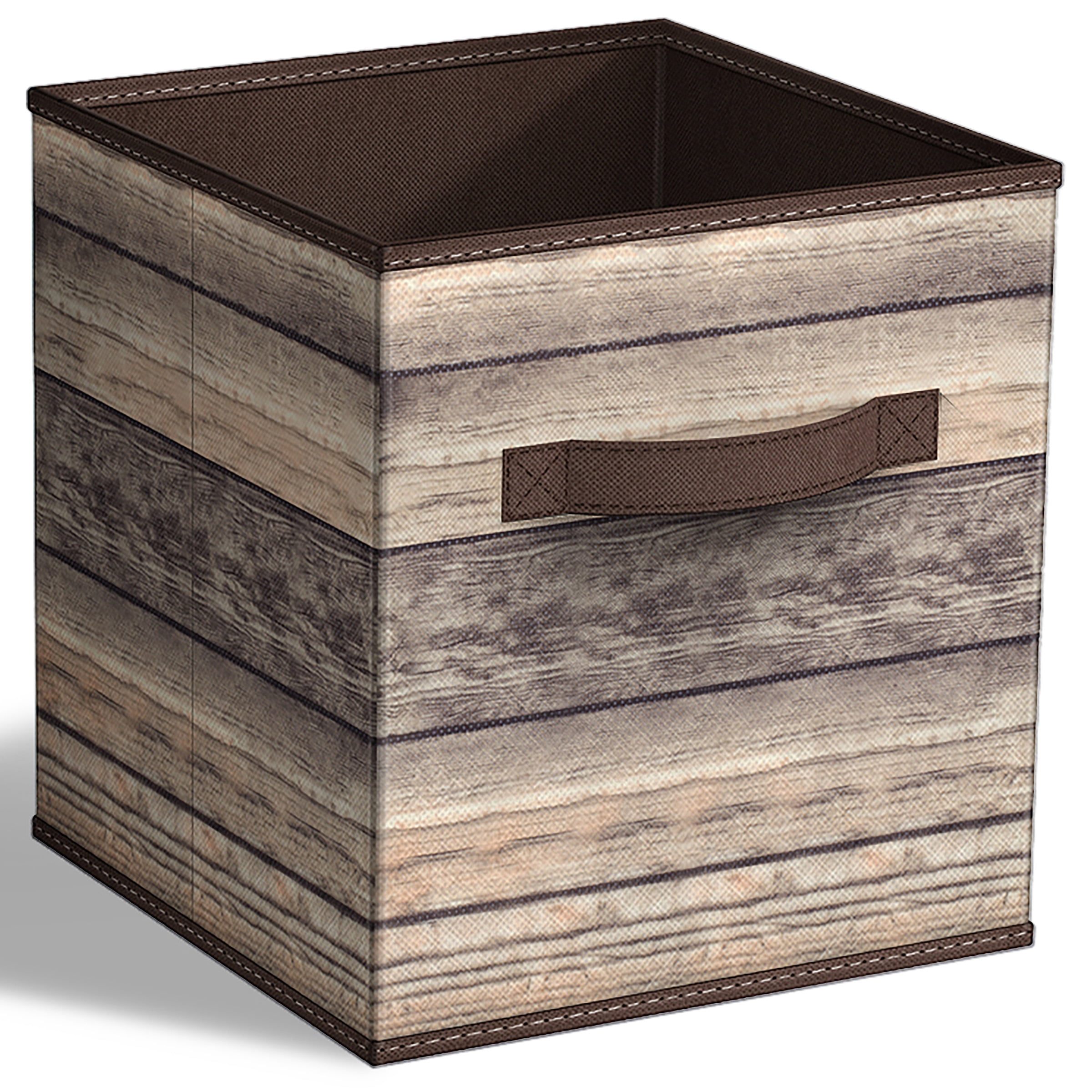 Sorbus 11" Wood Print Foldable Fabric Storage Cube Bin, Brown - Walmart.com