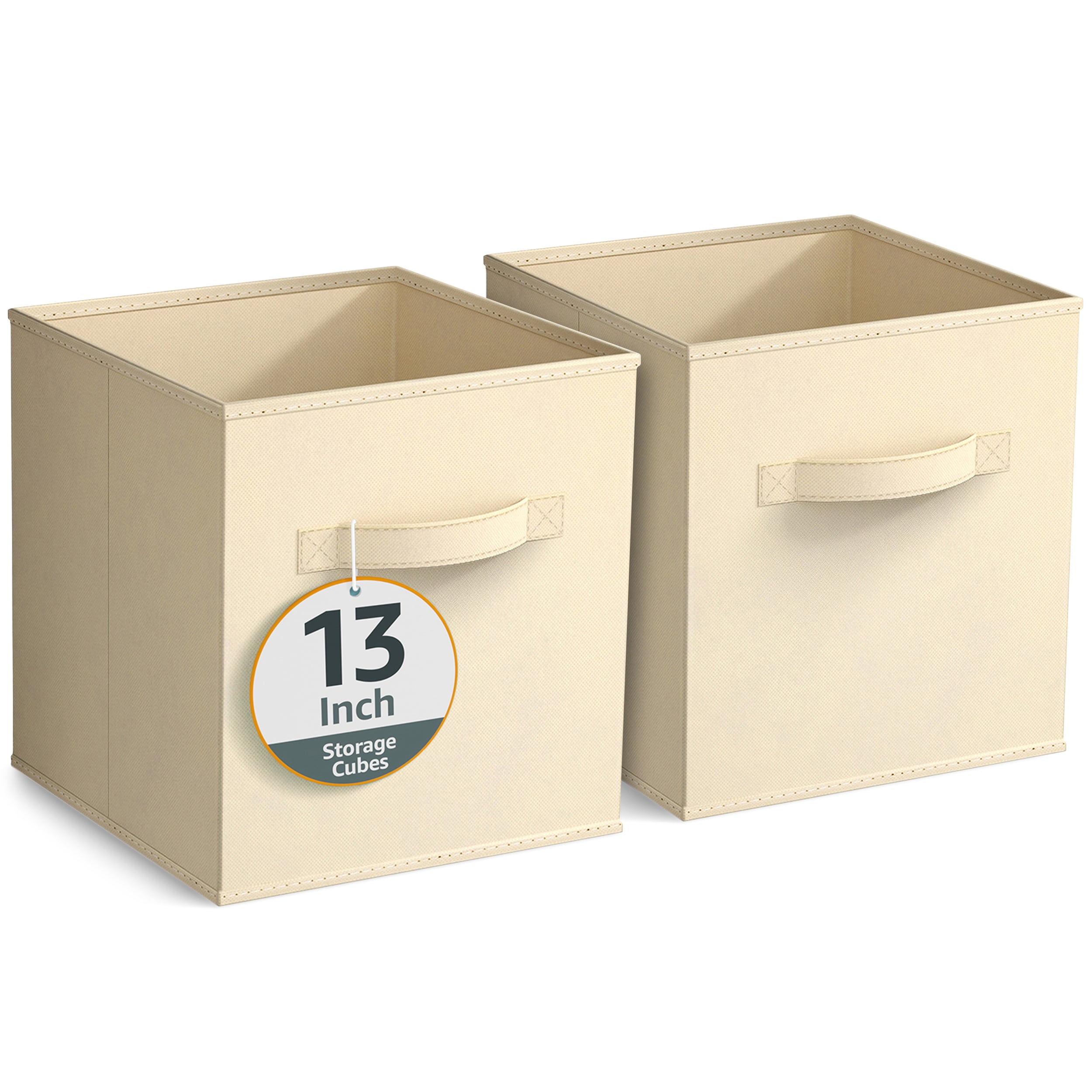 Sorbus 13" Foldable Fabric Storage Cube Bin, Beige (2 pack) - Walmart.com