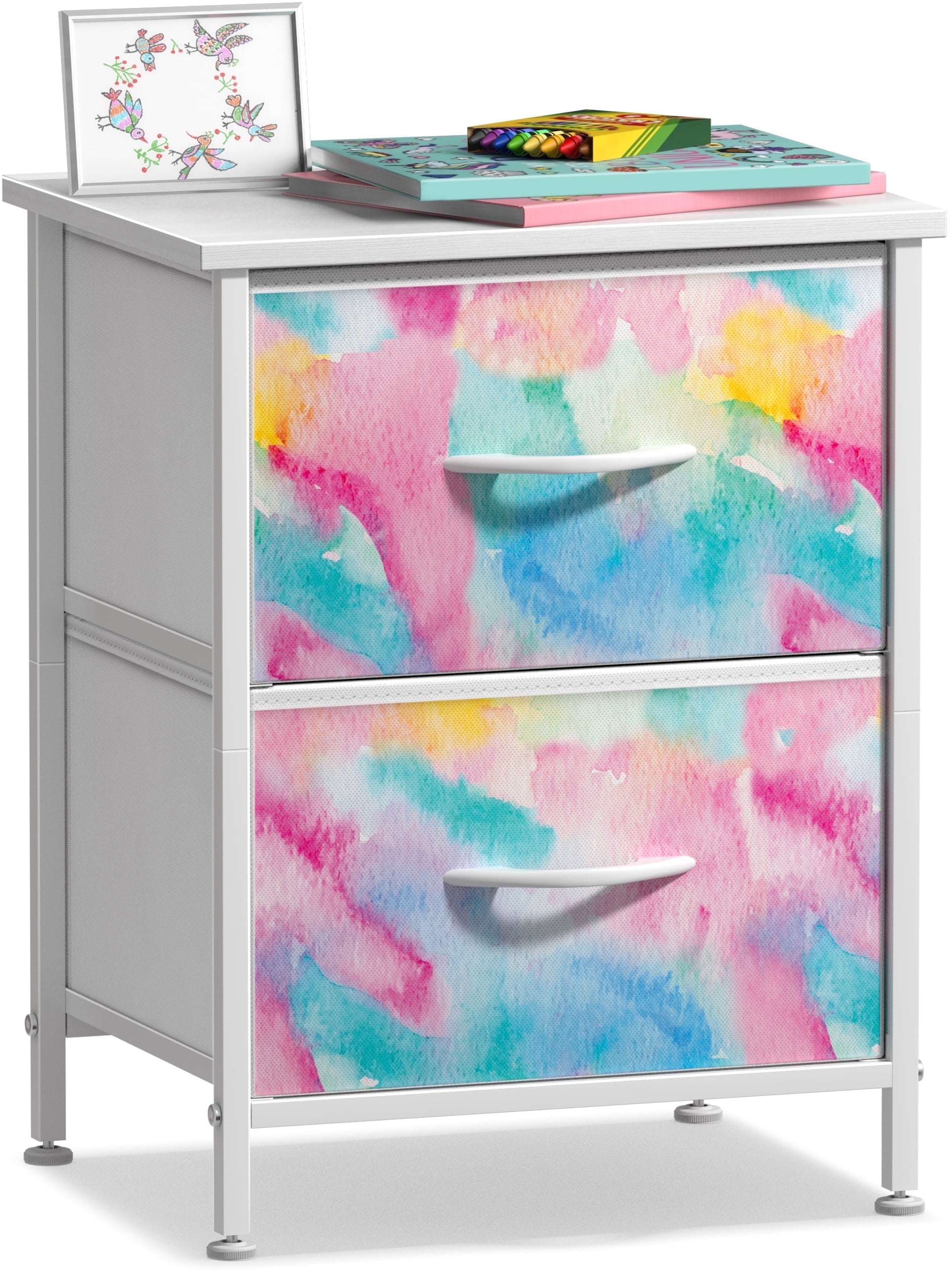Sorbus 2 Drawer Bedside Nightstand End Table Bedroom Dresser, Pastel ...