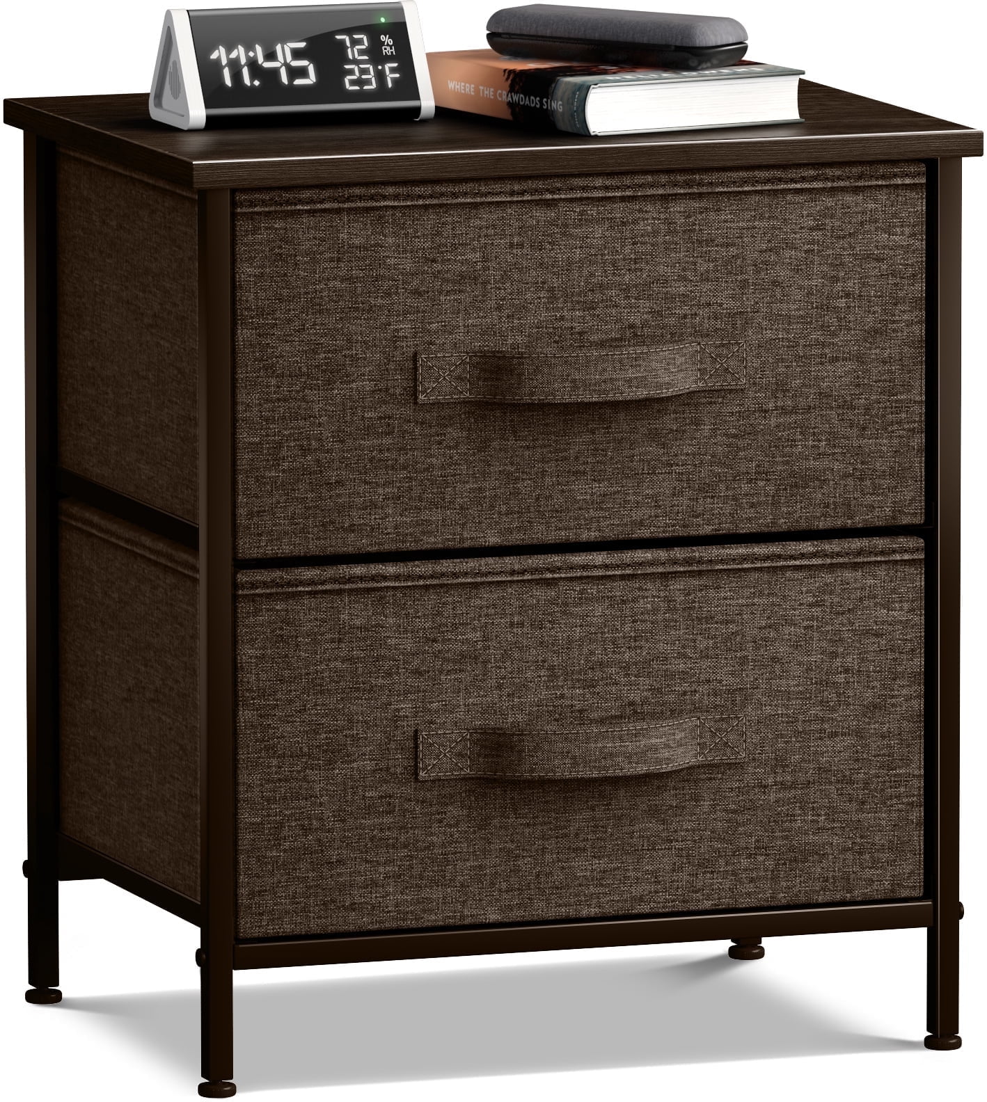 Sorbus 2 Drawer Nightstand, Brown, Portable, Lightweight, Easy Assembly ...