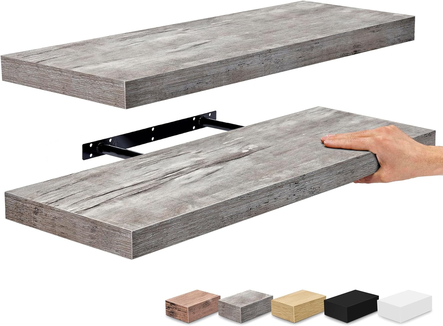 Sorbus, Wall Shelves, 24-inch Grey Floating Shelves Set of 2 - Walmart.com