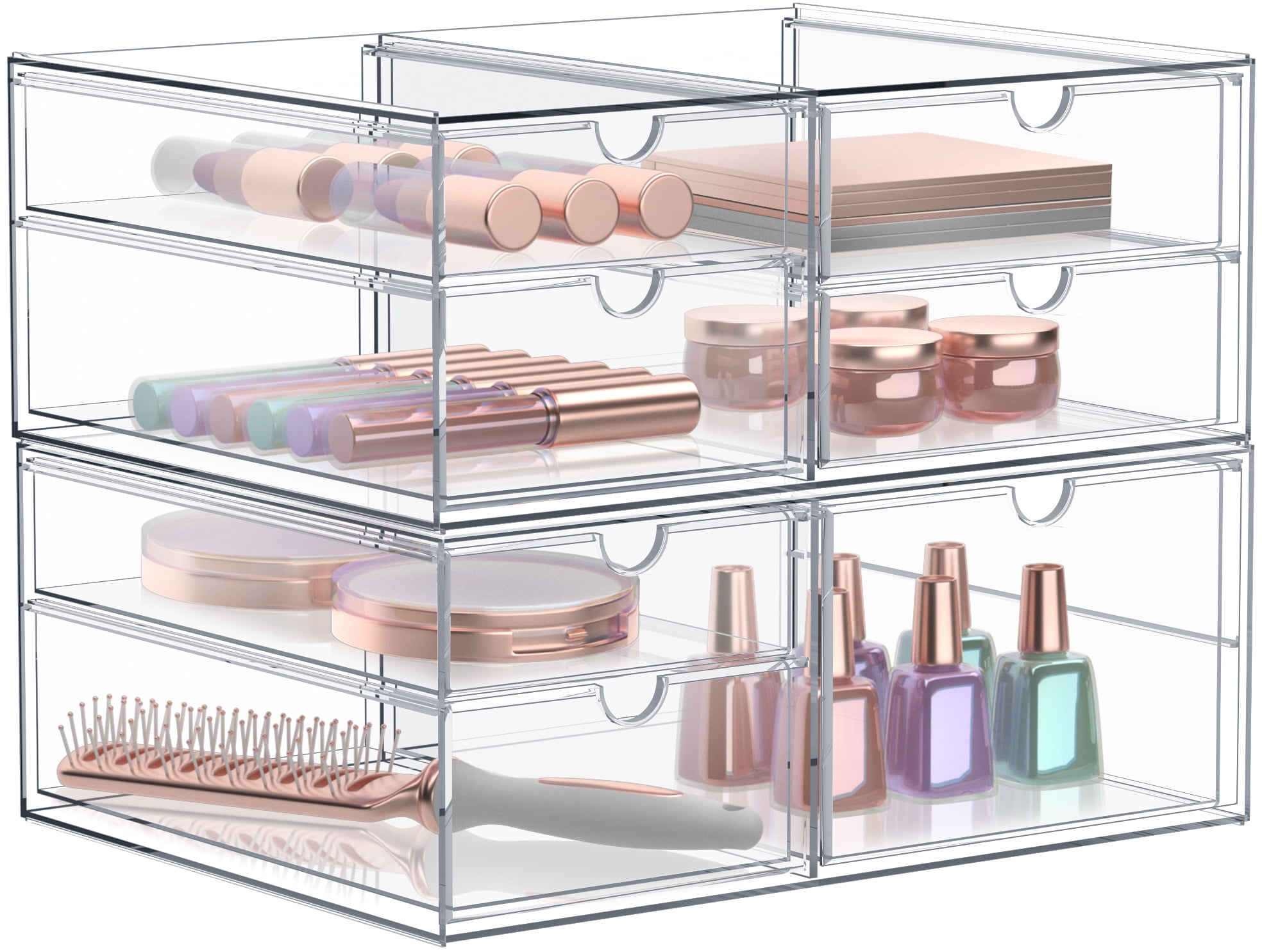Sorbus 2-Piece Acrylic Makeup Organizer, 7 Drawer Stackable Storage ...