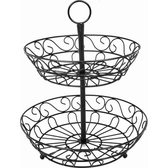 Sorbus 2-Tier Black Metal Fruit Basket & Bowl Stand – Kitchen Counter ...