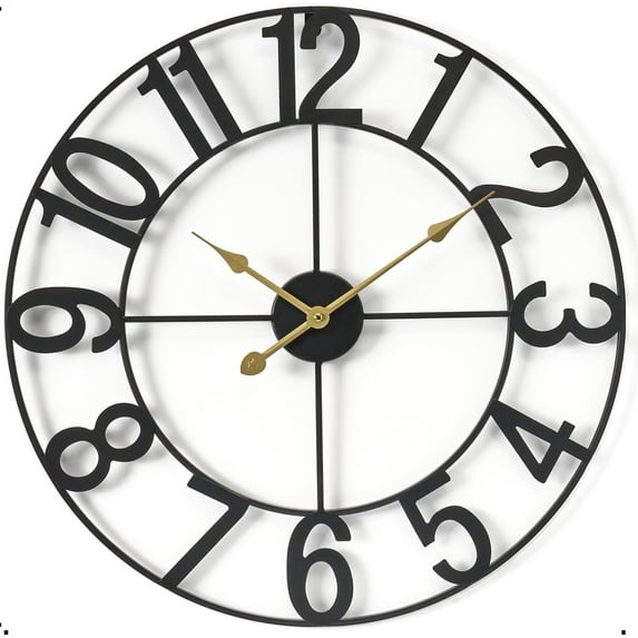 Sorbus 24in Large Wall Clock, Analog Battery Operated, Black, Living ...