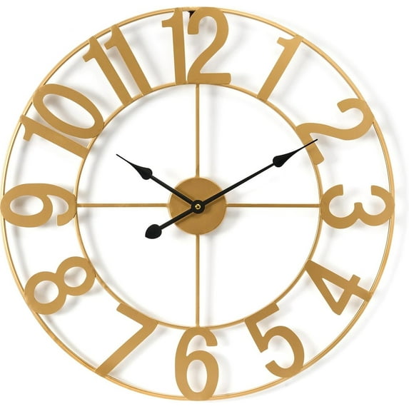 Sorbus 24in Large Wall Clock, Analog Battery Operated, Gold, Living ...