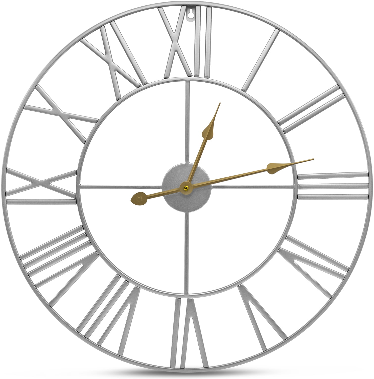 Sorbus 24in Roman Numeral Wall Clock, Decorative Silver Analog Time ...
