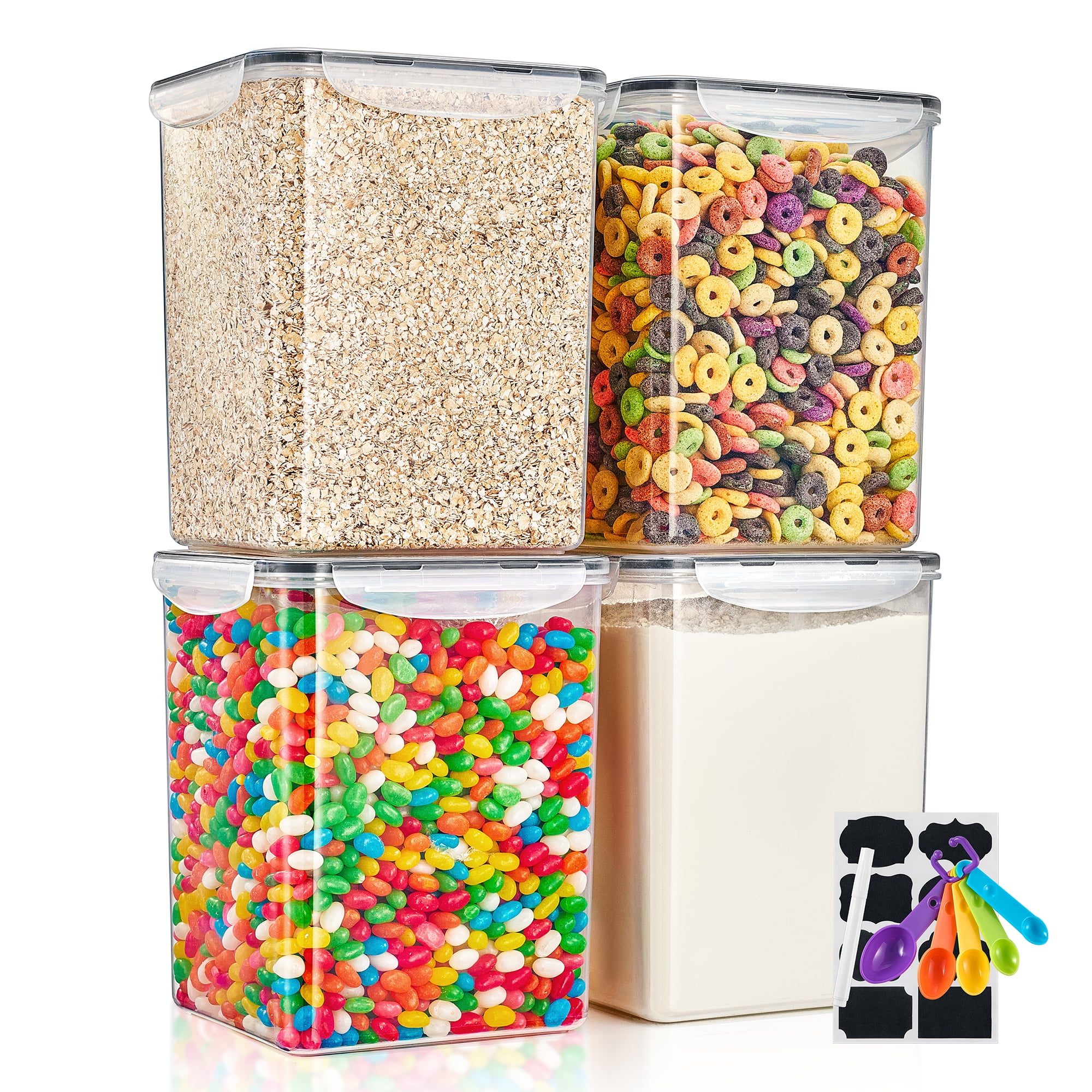 Sorbus 4 Pack Airtight Dry Food Storage Containers with Lids, Labels ...