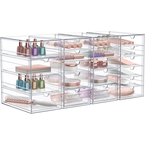 Sorbus 4-Piece Acrylic Makeup Organizer, 20 Drawer Stackable Storage ...