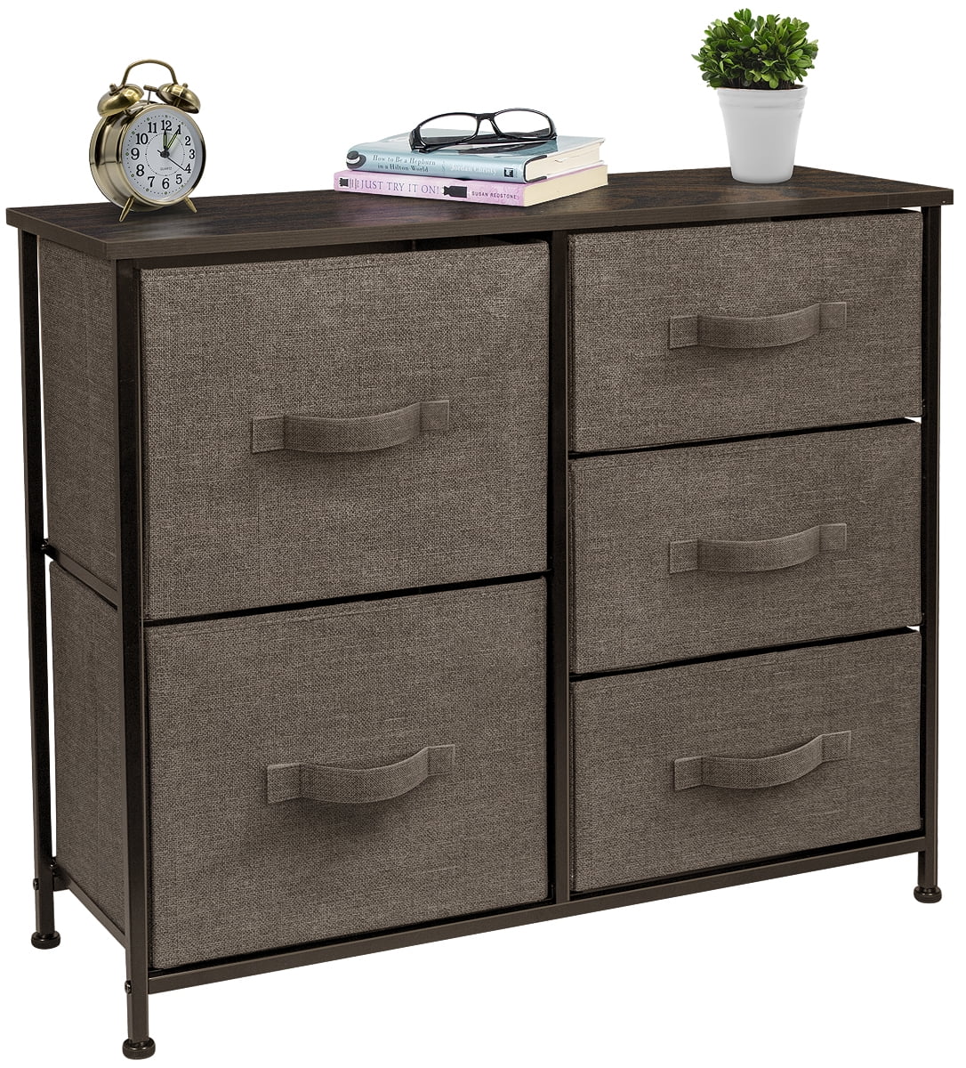 5 Drawers Chest Dresser - Brown - Walmart.com