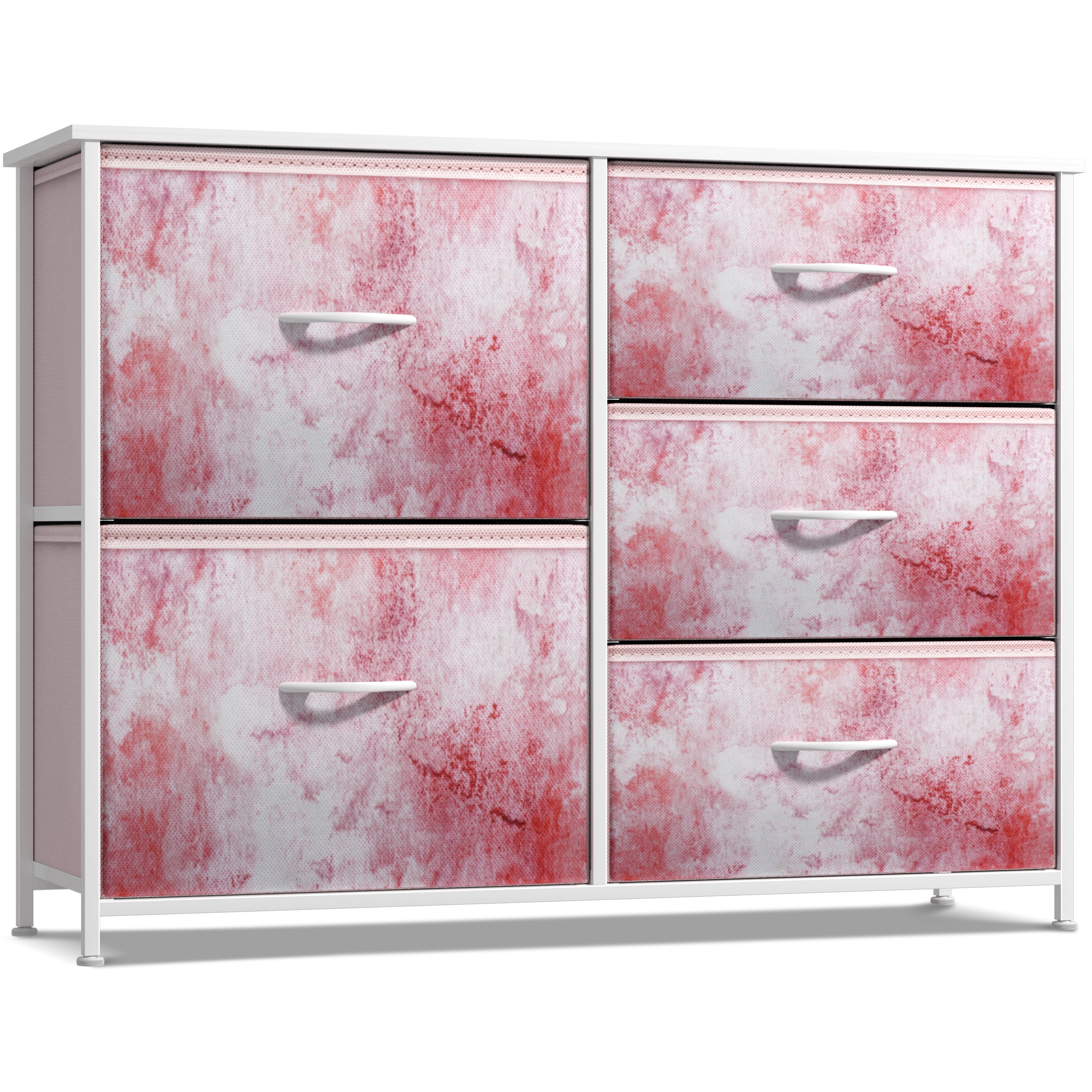 Sorbus 5 Drawer Dresser Storage Chest with Steel Frame, Wood Top ...