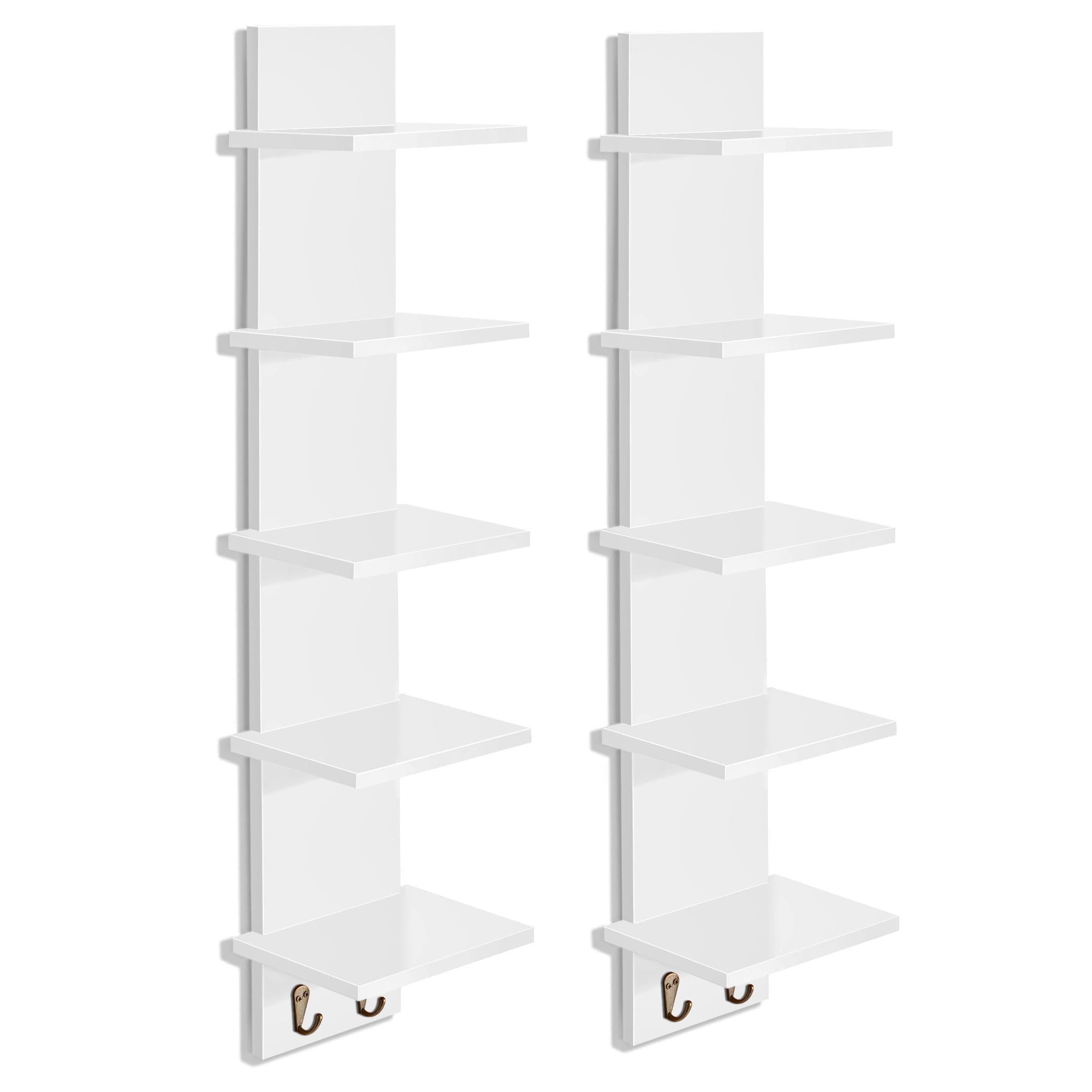 Sorbus 5 Tier Wall Shelf Unit with Hooks, Vertical Column Utility ...