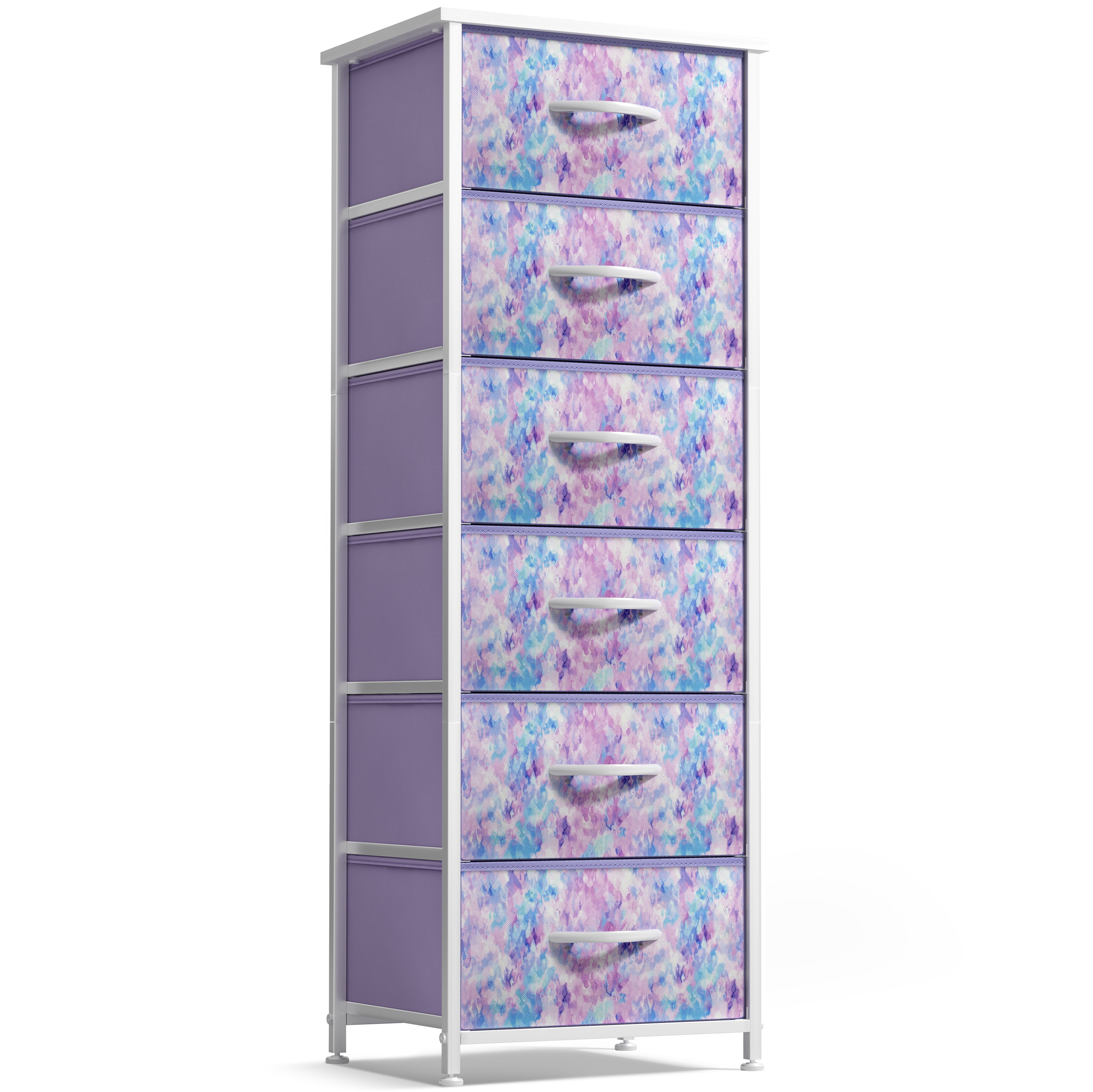 Sorbus 6-Drawer Dresser – Tie-Dye Purple Fabric Storage Tower for Kids ...