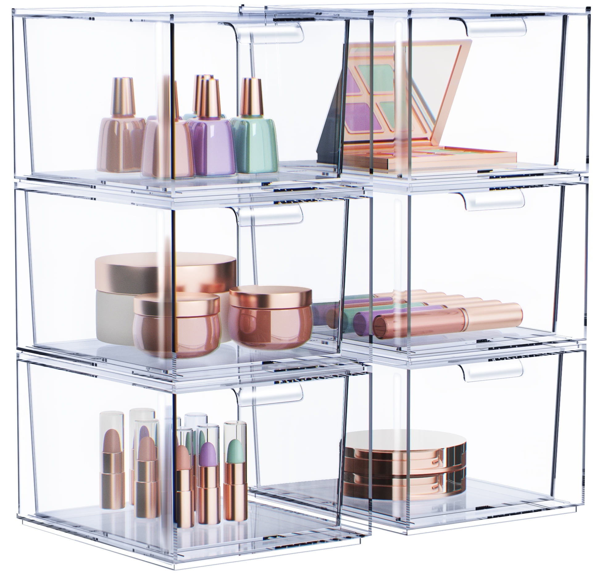 Sorbus 6 Pack Makeup Organizer - Clear Stackable Acrylic Drawer Plastic ...