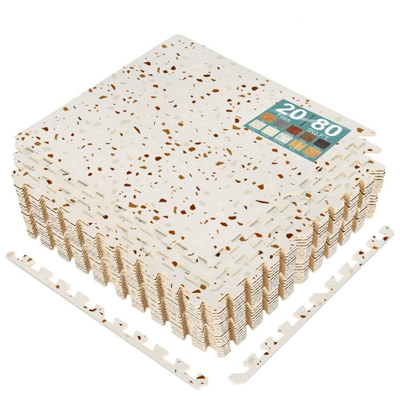 Sorbus 80 Sq. Terrazzo Wood Grain Foam Interlocking Floor Tiles 3/8 ...