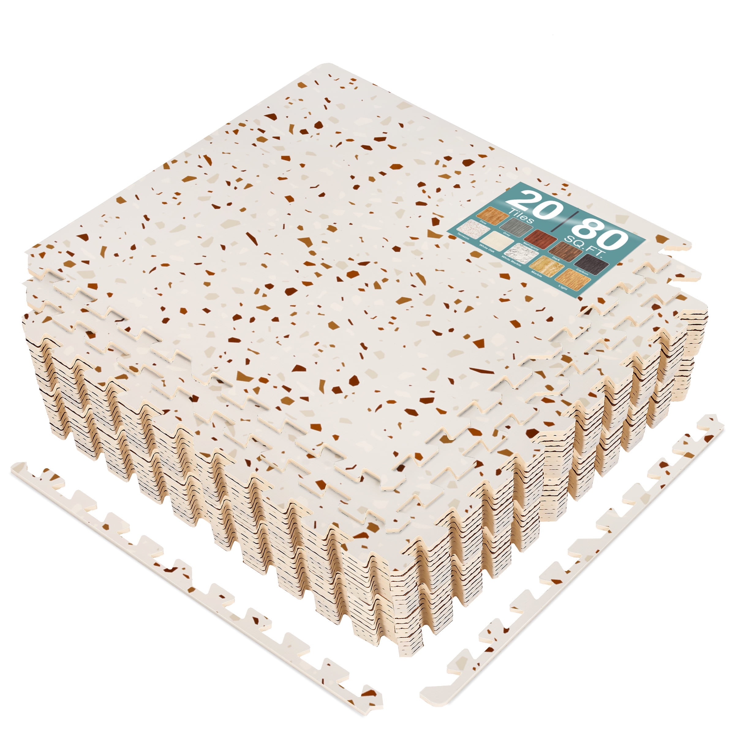 Sorbus 80 Sq. Terrazzo Wood Grain Foam Interlocking Floor Tiles 3/8 ...