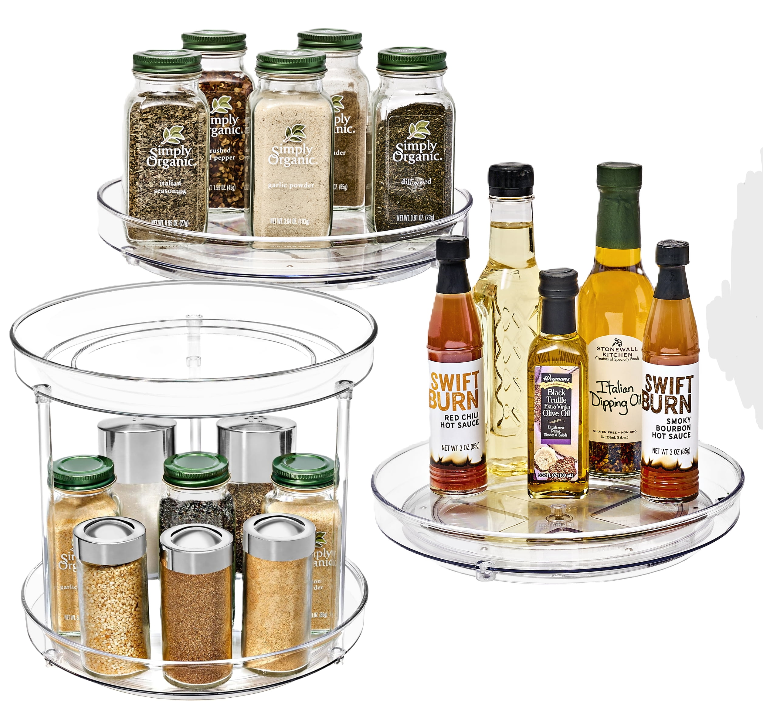 Sorbus 9-Inch 2-Tier Clear Lazy Susan with 2 Turntables for Fridge ...