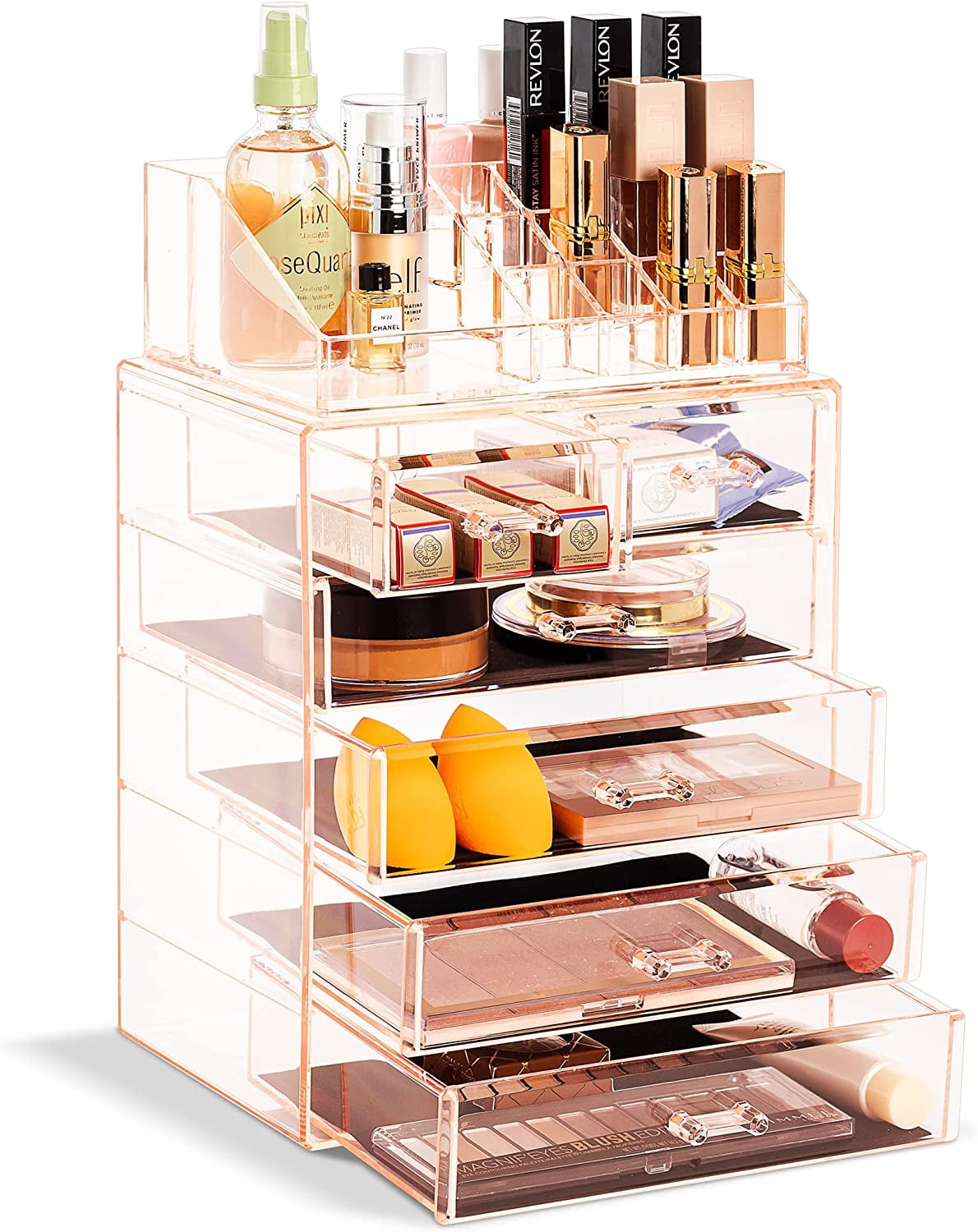 Sorbus Acrylic Cosmetic Makeup and Jewelry Storage Case Display with ...