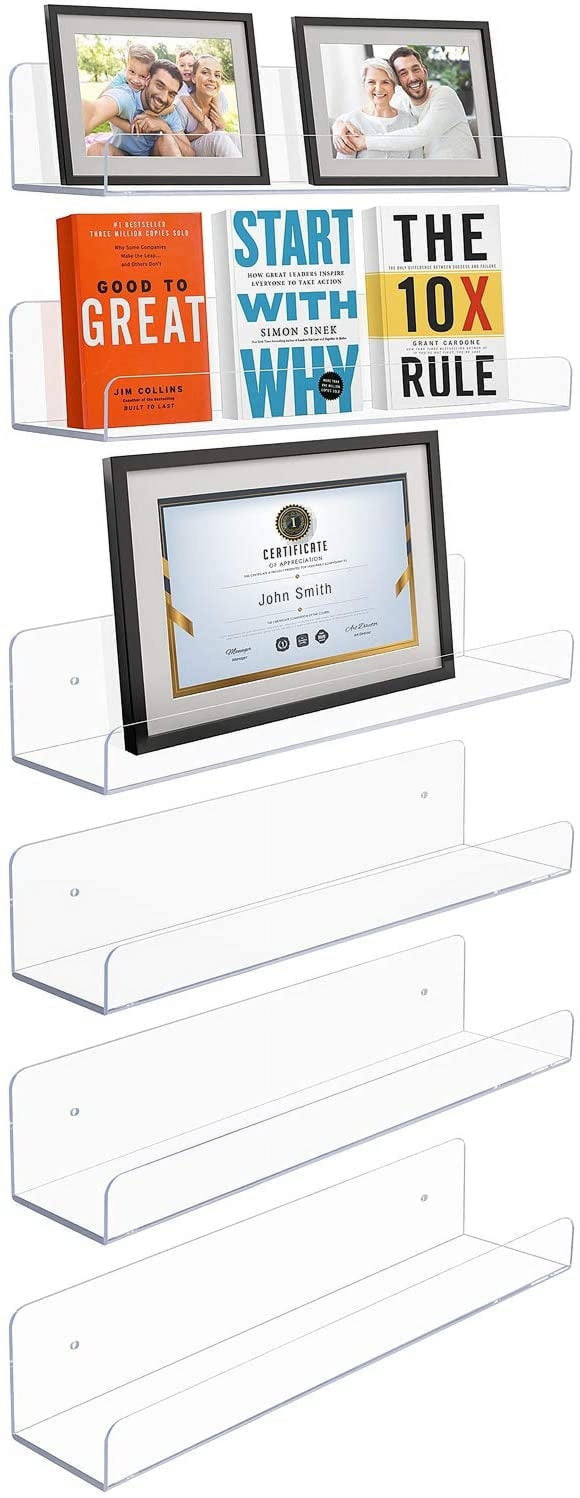 Sorbus Acrylic Floating Shelf: Invisible Display for Books, Frames ...