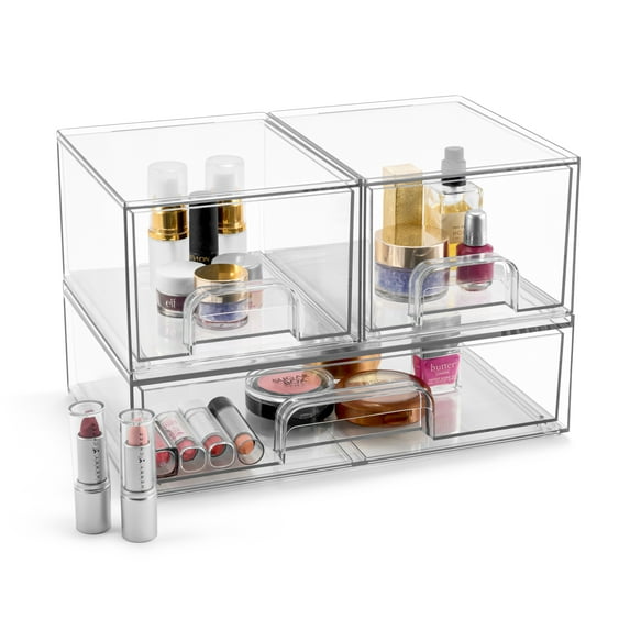 Sorbus Acrylic Storage Containers 3pk, Stackable Drawer Organizer Set ...