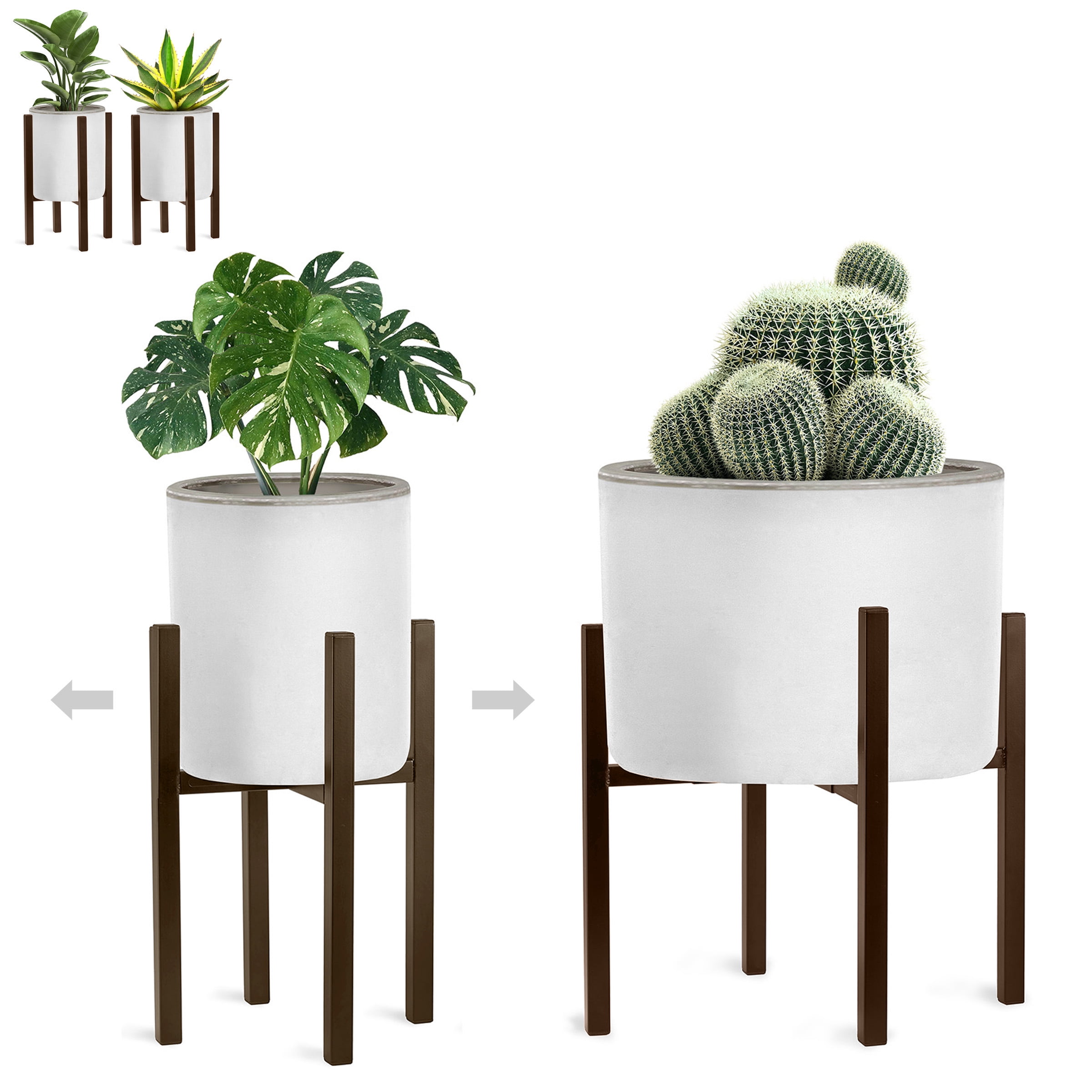 Sorbus Adjustable Mid-Century Plant Stand – Modern Indoor Flower Pot ...