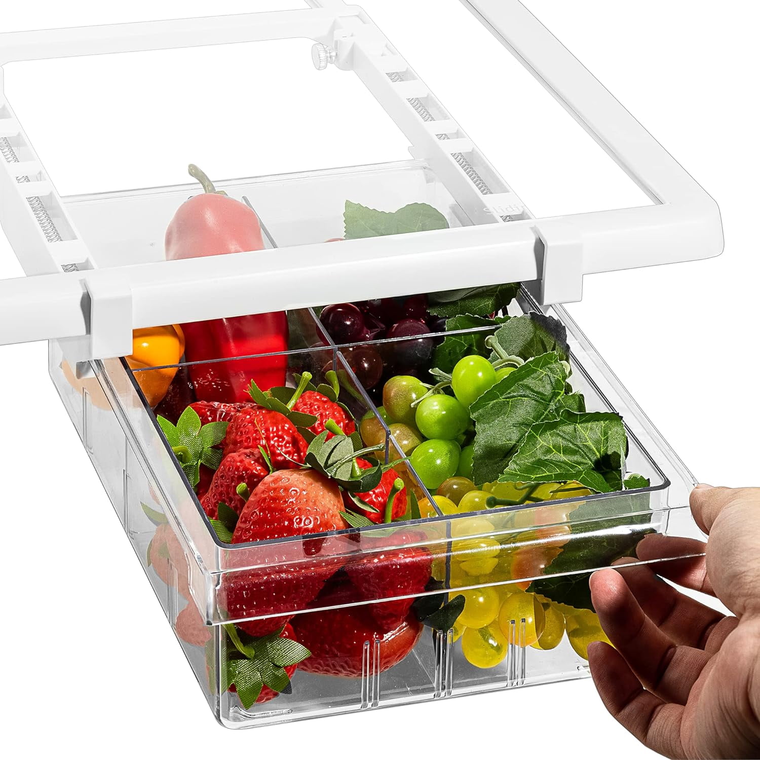 Sorbus Adjustable Clear Plastic Refrigerator Storage Drawer, Pull-Out ...