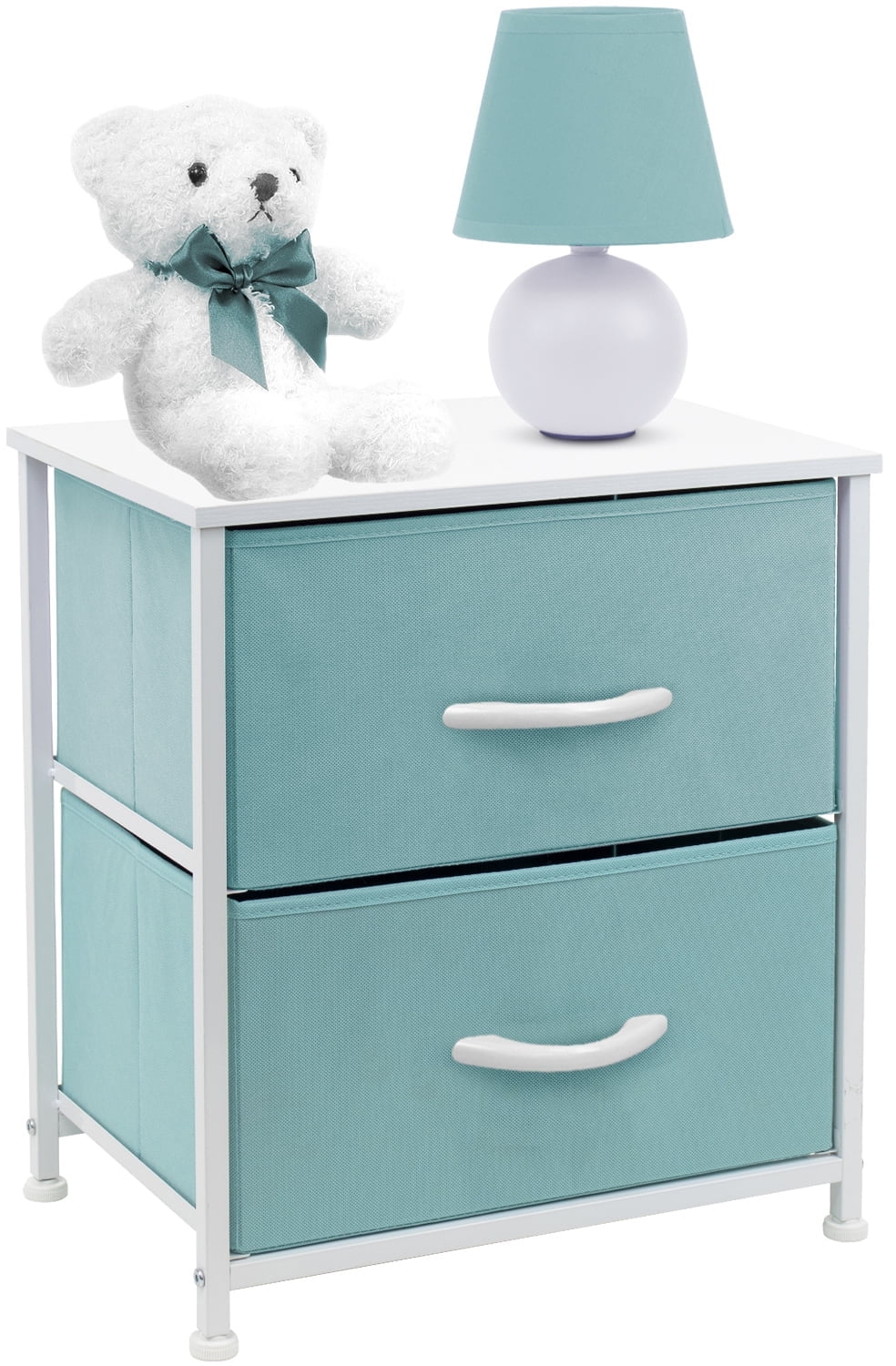 Sorbus Aqua 2-Drawer Nightstand Chest Dresser, Aqua, 11.8"L x 15.75"W x ...