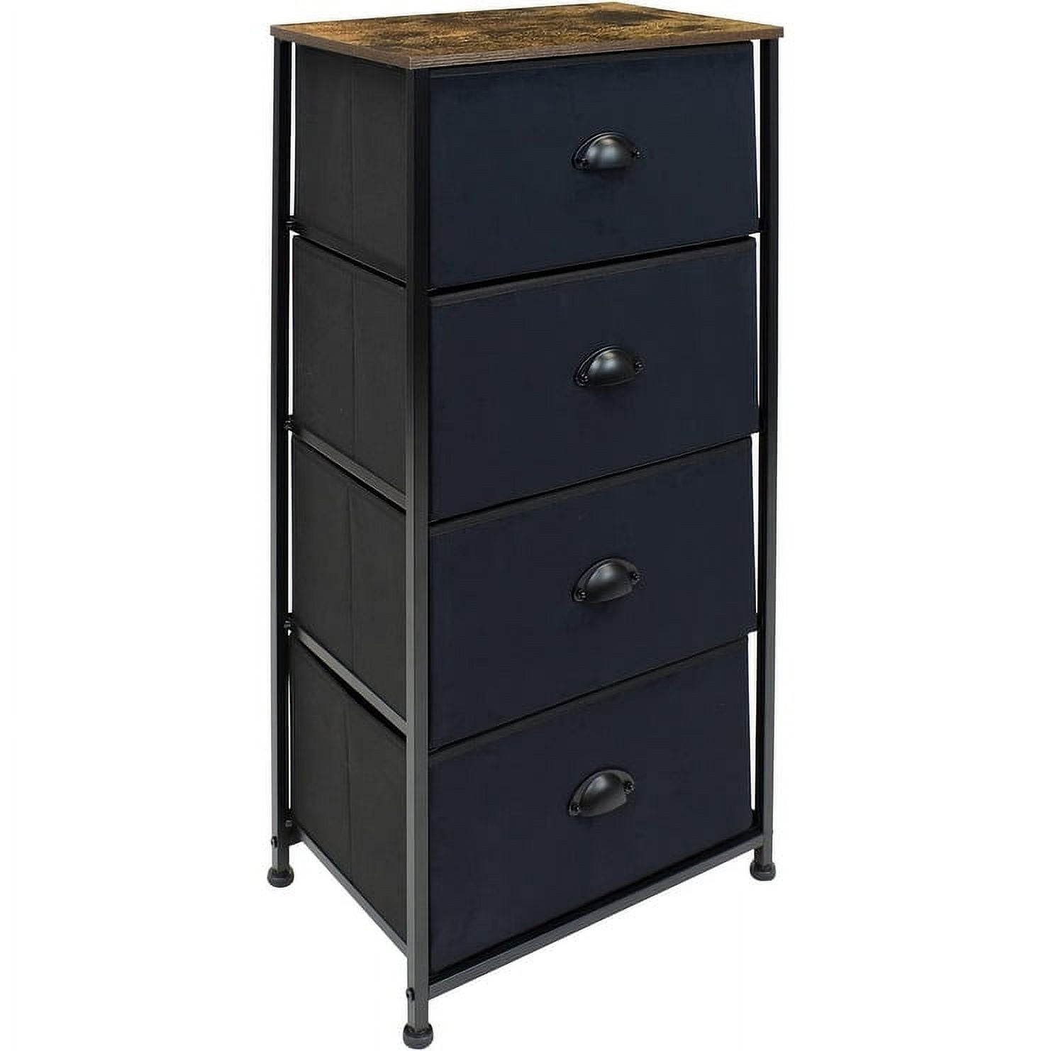 Sorbus Black Dresser with 4 Drawers and Rustic Wood Top for Bedroom ...