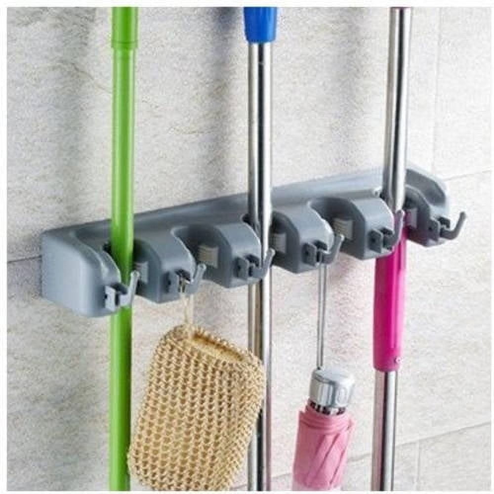 Sorbus Broom and Mop Wall Mounted Storage Organizer, Grey - Walmart.com