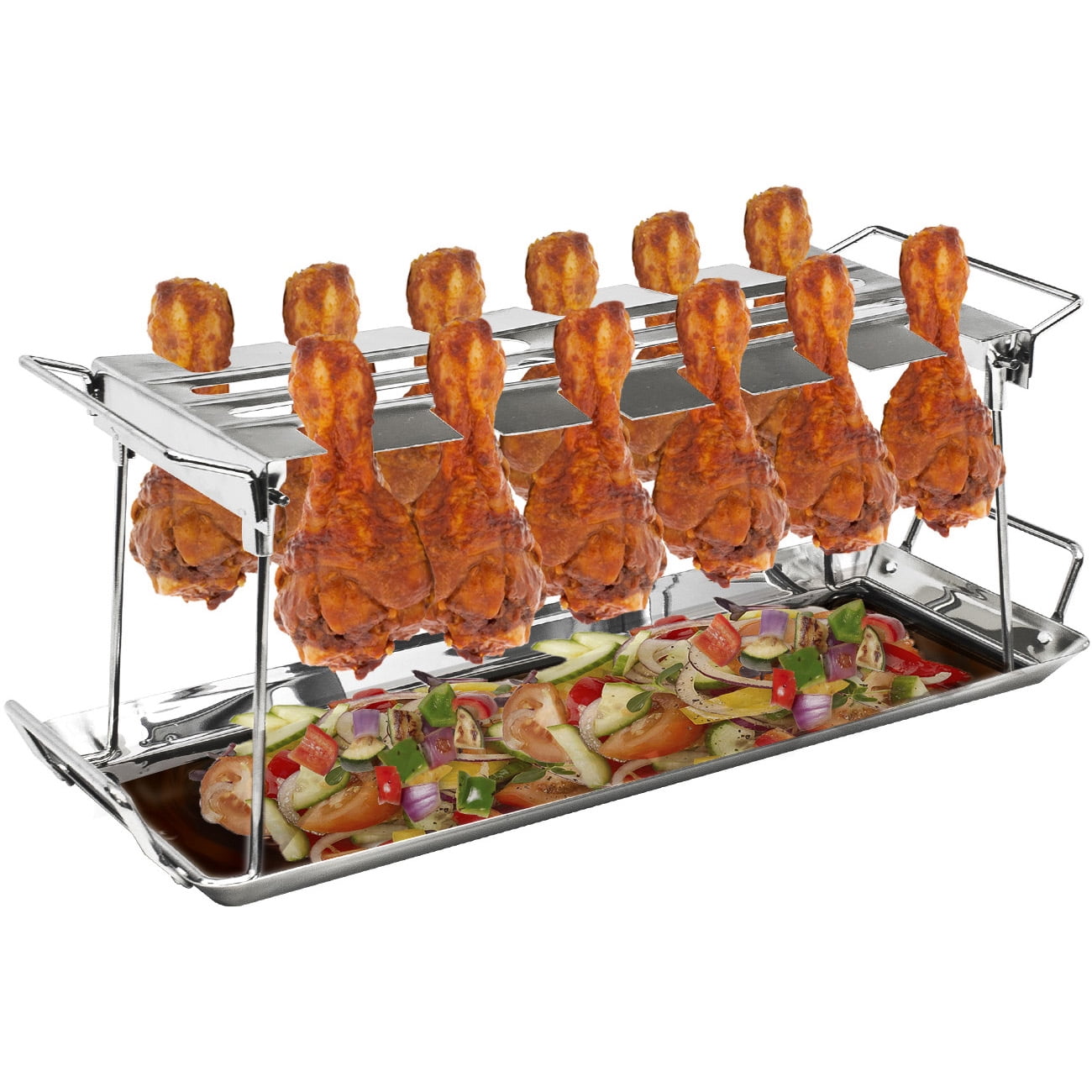 Sorbus Chicken Leg Grill Stand, 12 Slots with Tray - Walmart.com