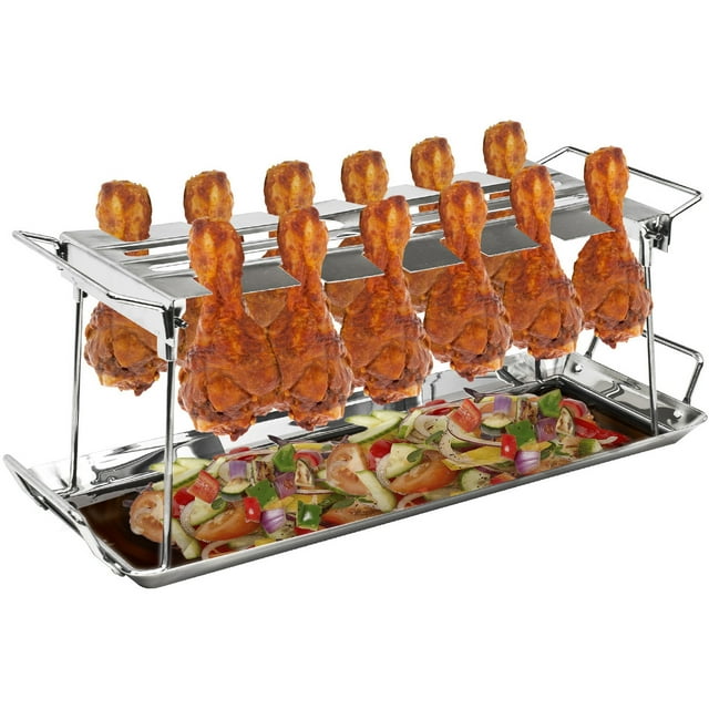 Sorbus Chicken Leg Grill Stand, 12 Slots with Tray - Walmart.com