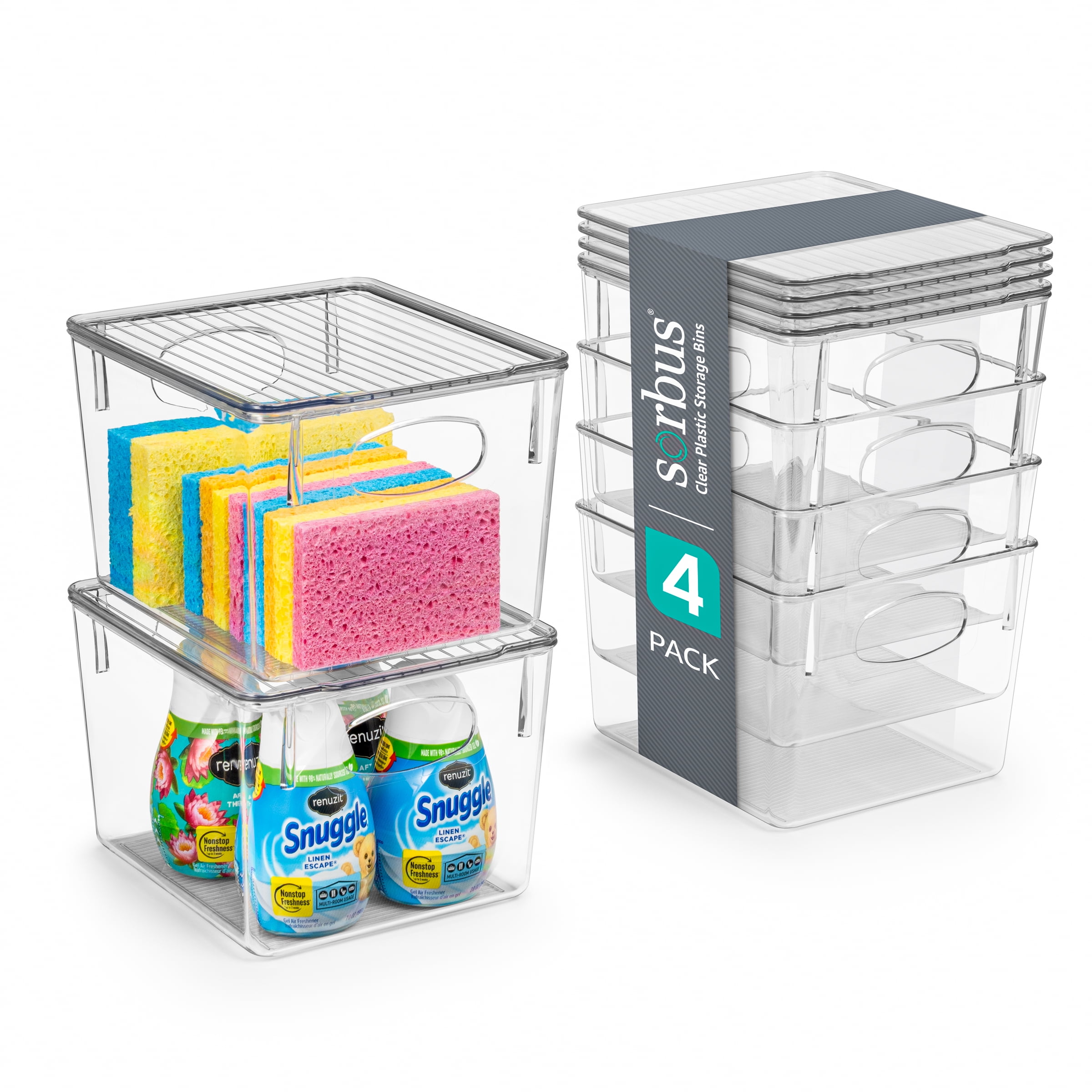 Sorbus Cleaning Supplies Clear Storage Containers with Lids for ...
