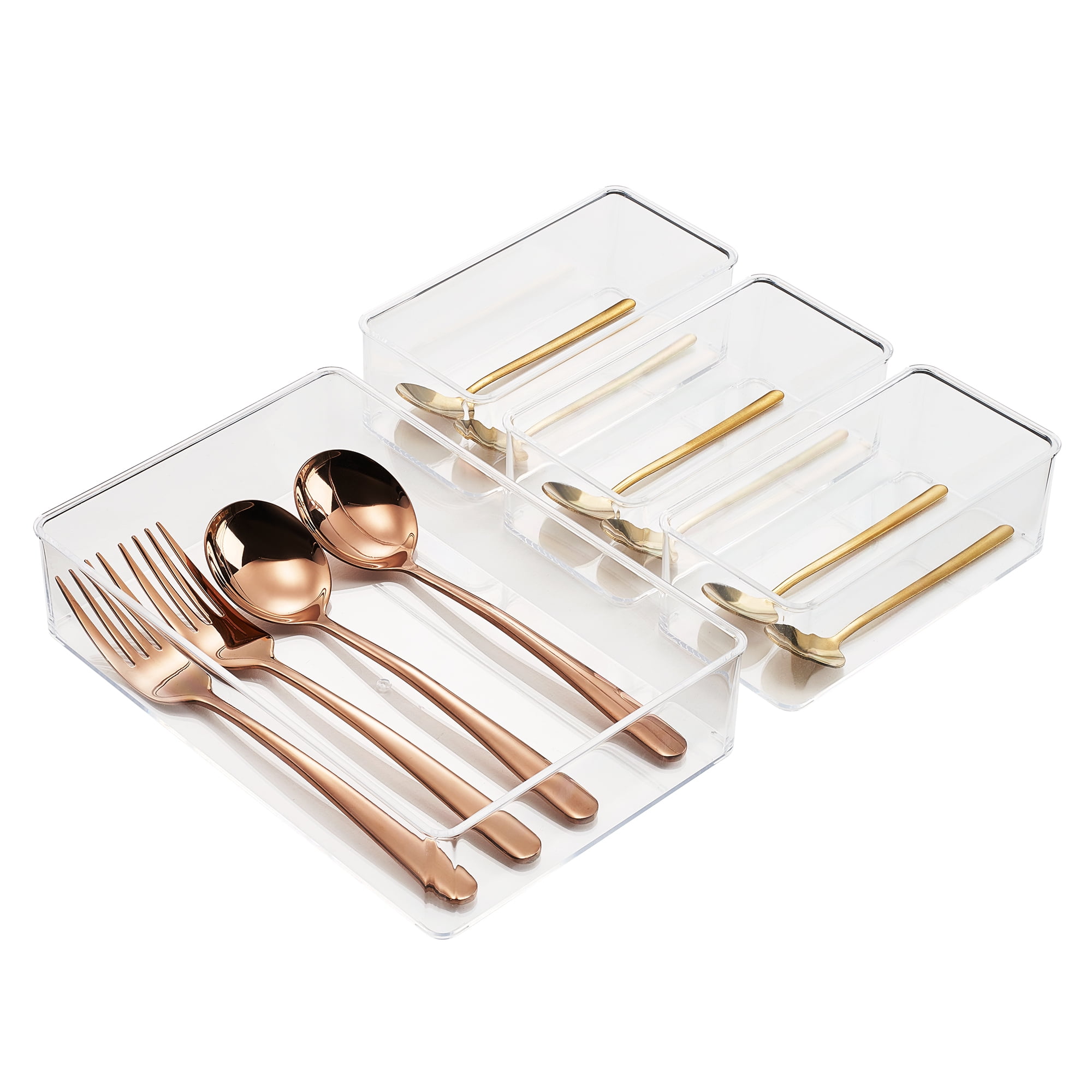 Sorbus Clear Plastic Kitchen Drawer Organizer for Cutlery, Silverware ...