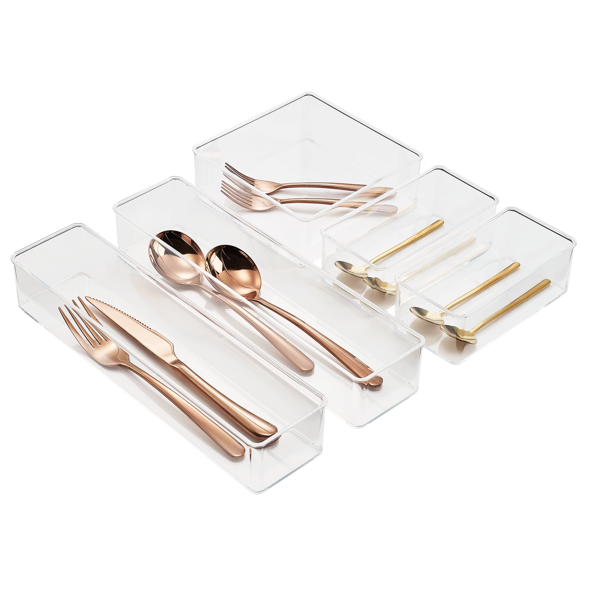 Sorbus Clear Plastic Kitchen Drawer Organizer for Cutlery, Silverware ...