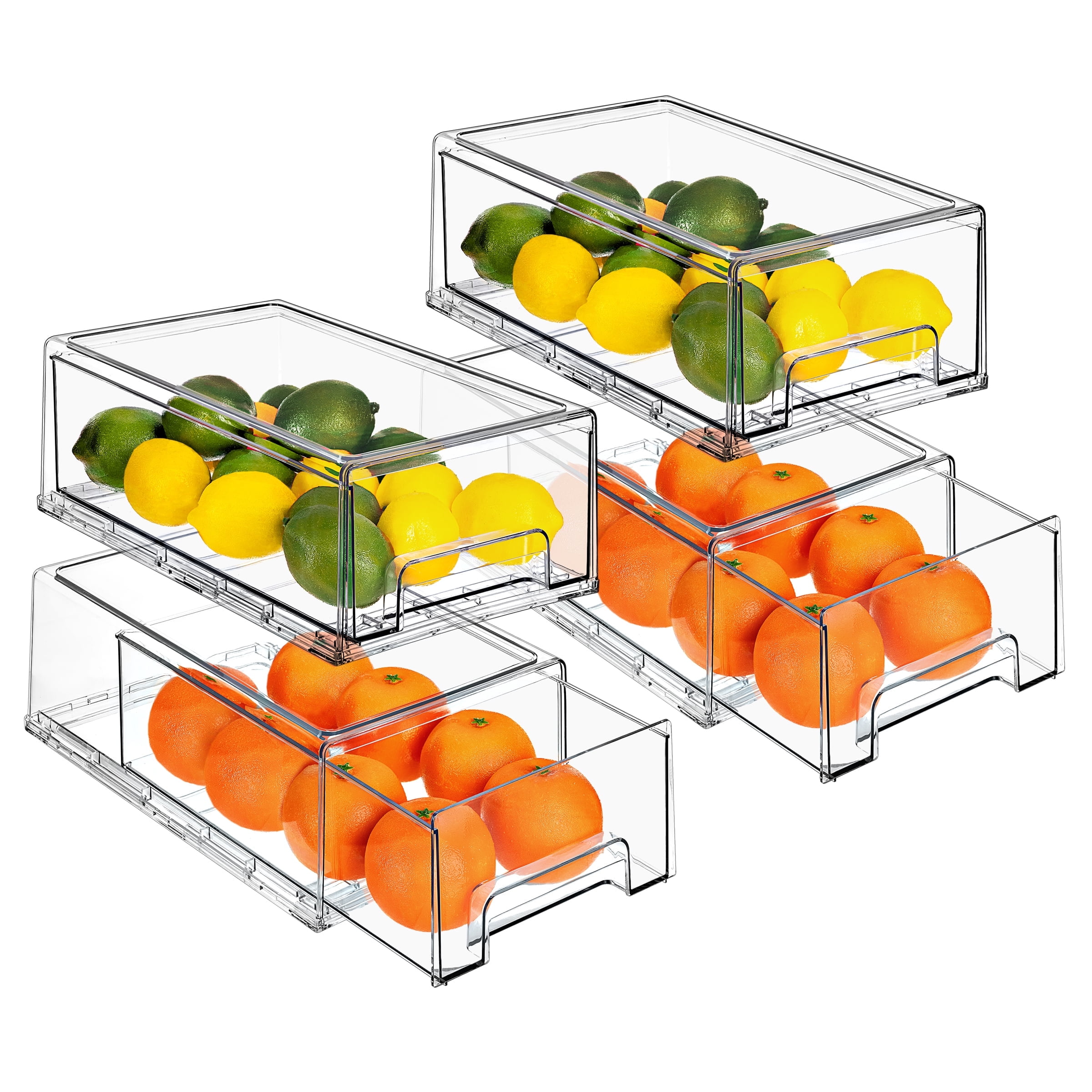Sorbus Clear Stackable Fridge Drawer Bins - Pull Out Refrigerator ...
