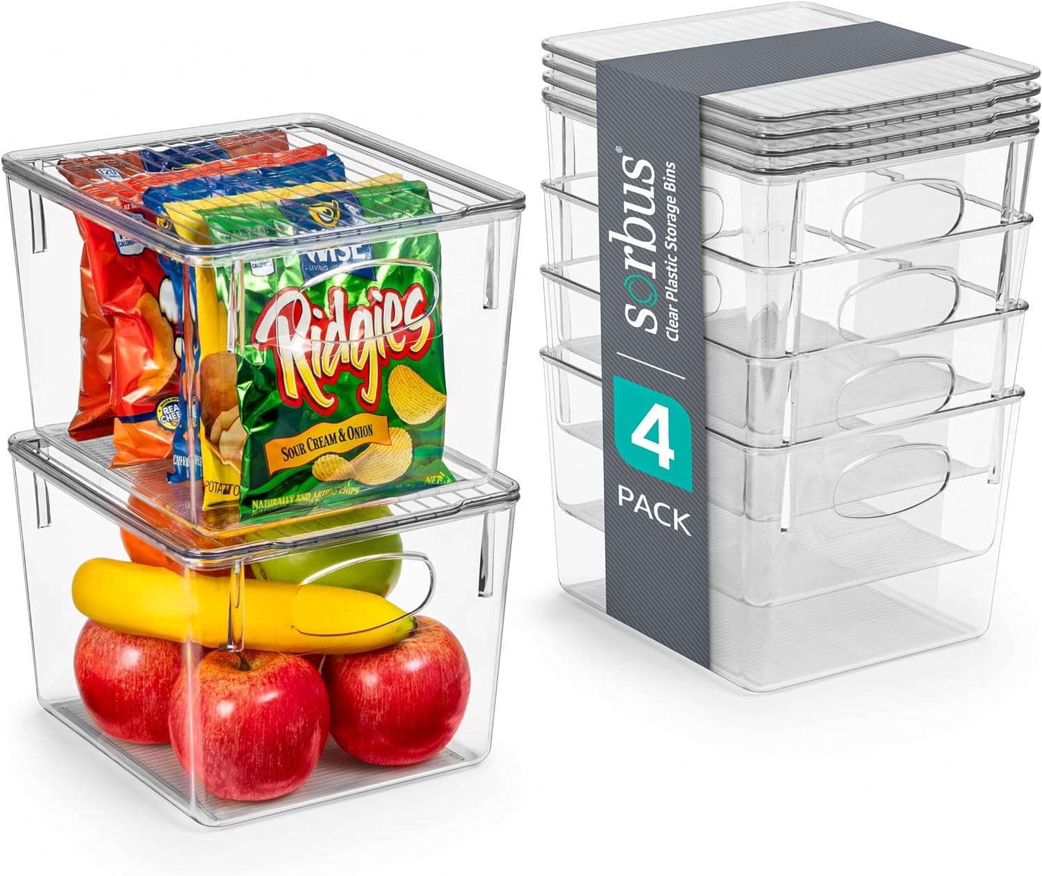 Sorbus Clear Storage Bins - Multi-Purpose Organizers for Kitchen ...