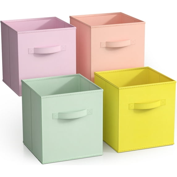 Sorbus Collapsible Fabric Storage Bins, 4-Pack (10.5" x 10.5") – Pastel ...